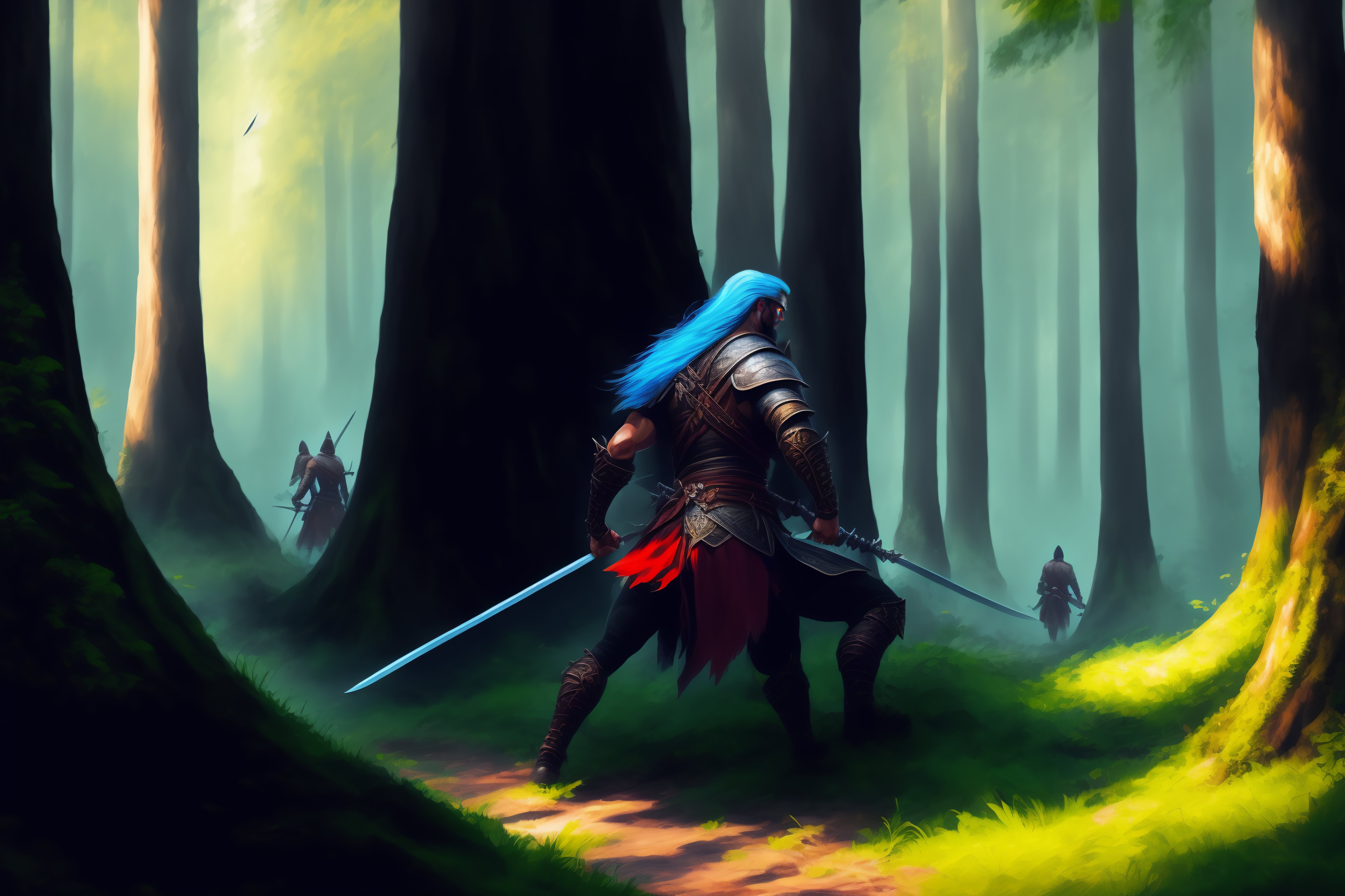 Lexica - Concept art digital painting of two warrior fighting in the ...
