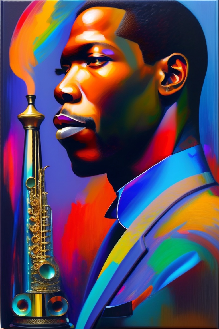 Lexica - John Coltrane 'image, vibrant colors, palette knife oil ...