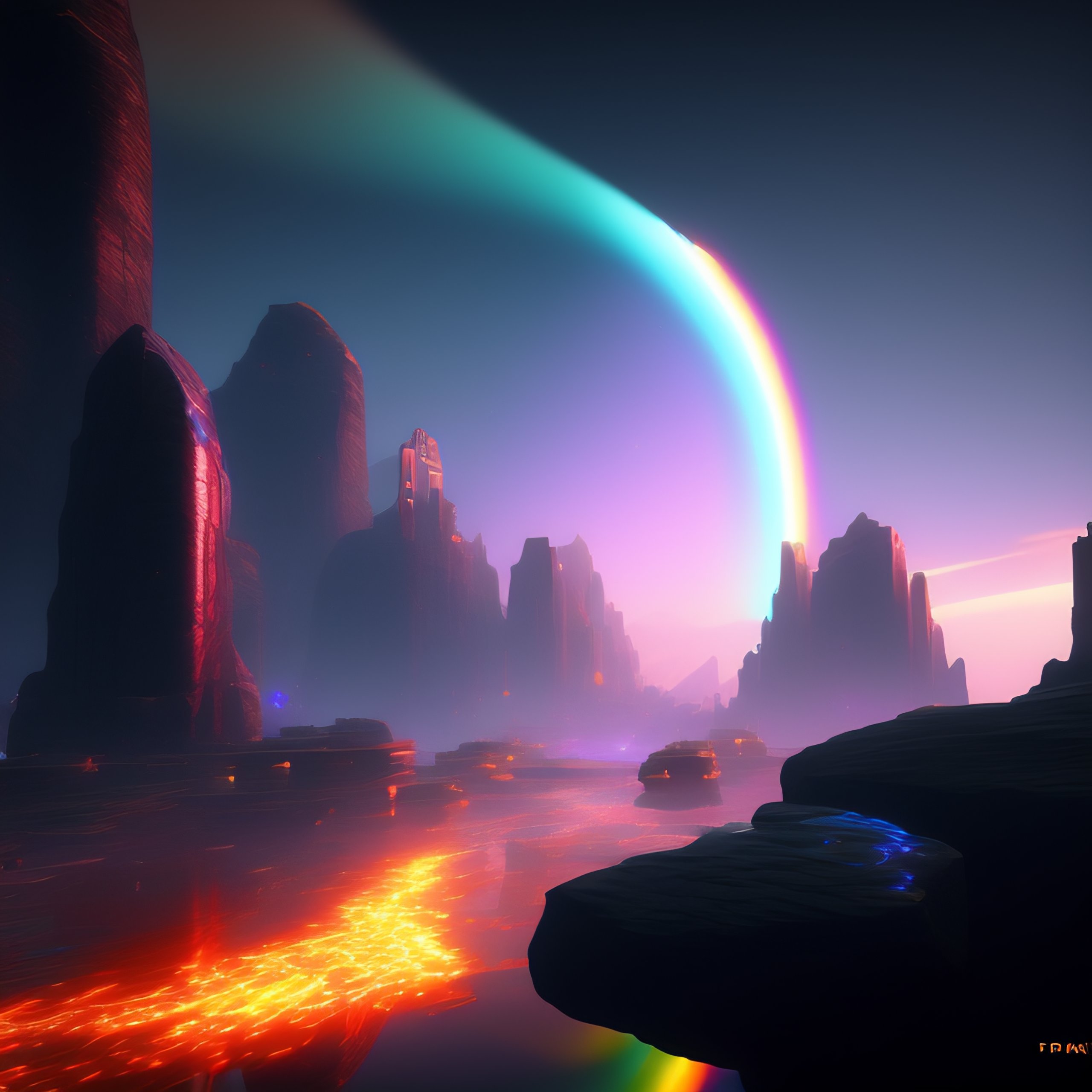 Lexica - Gloom themed, shattered fractals, rainbow lights, dramatic ...