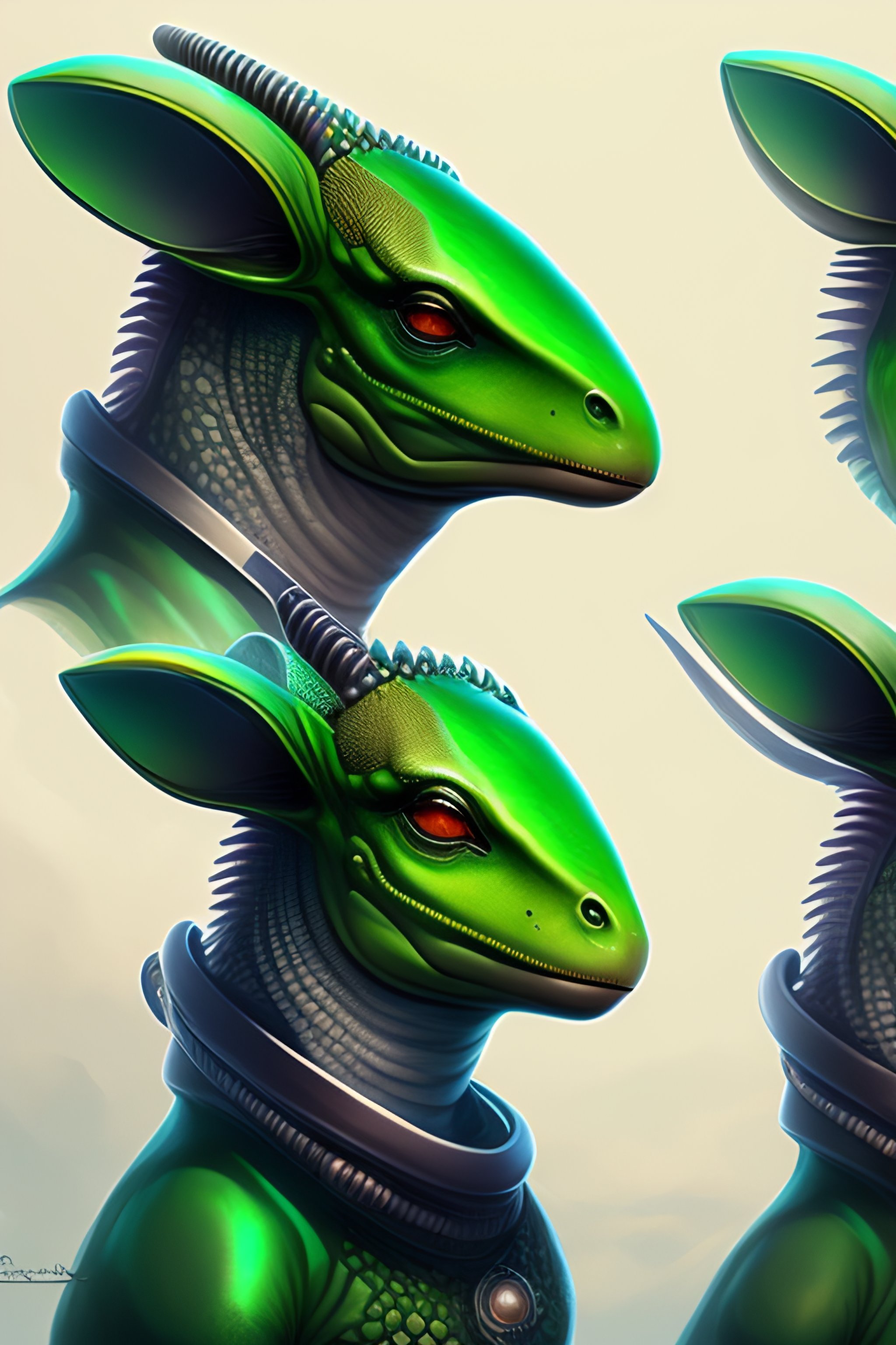 Lexica - Detailed concept art of an Alien pair, with antennas in the ...