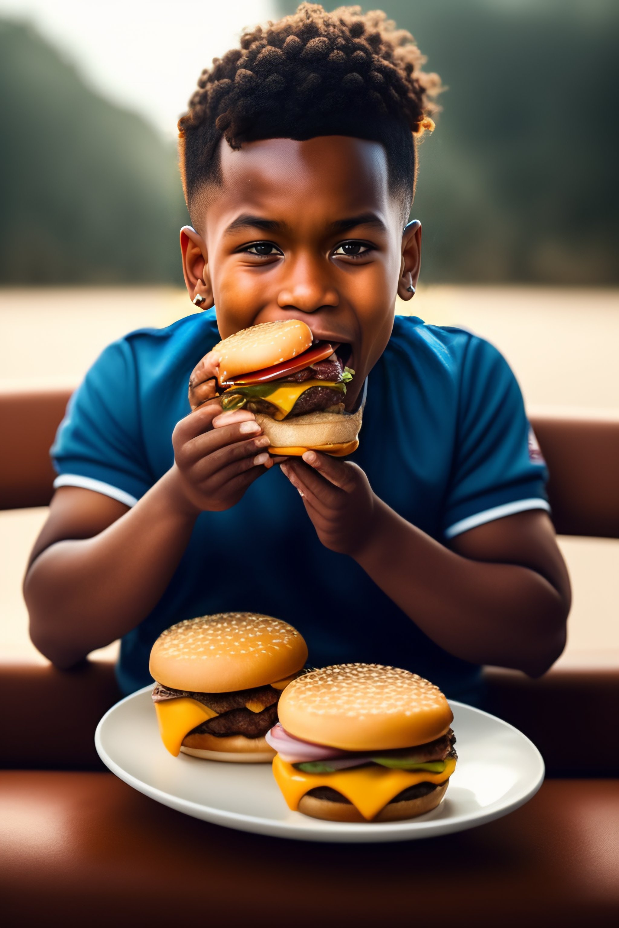Lexica - He is eating a burger. he is eating it with his hands. he is ...