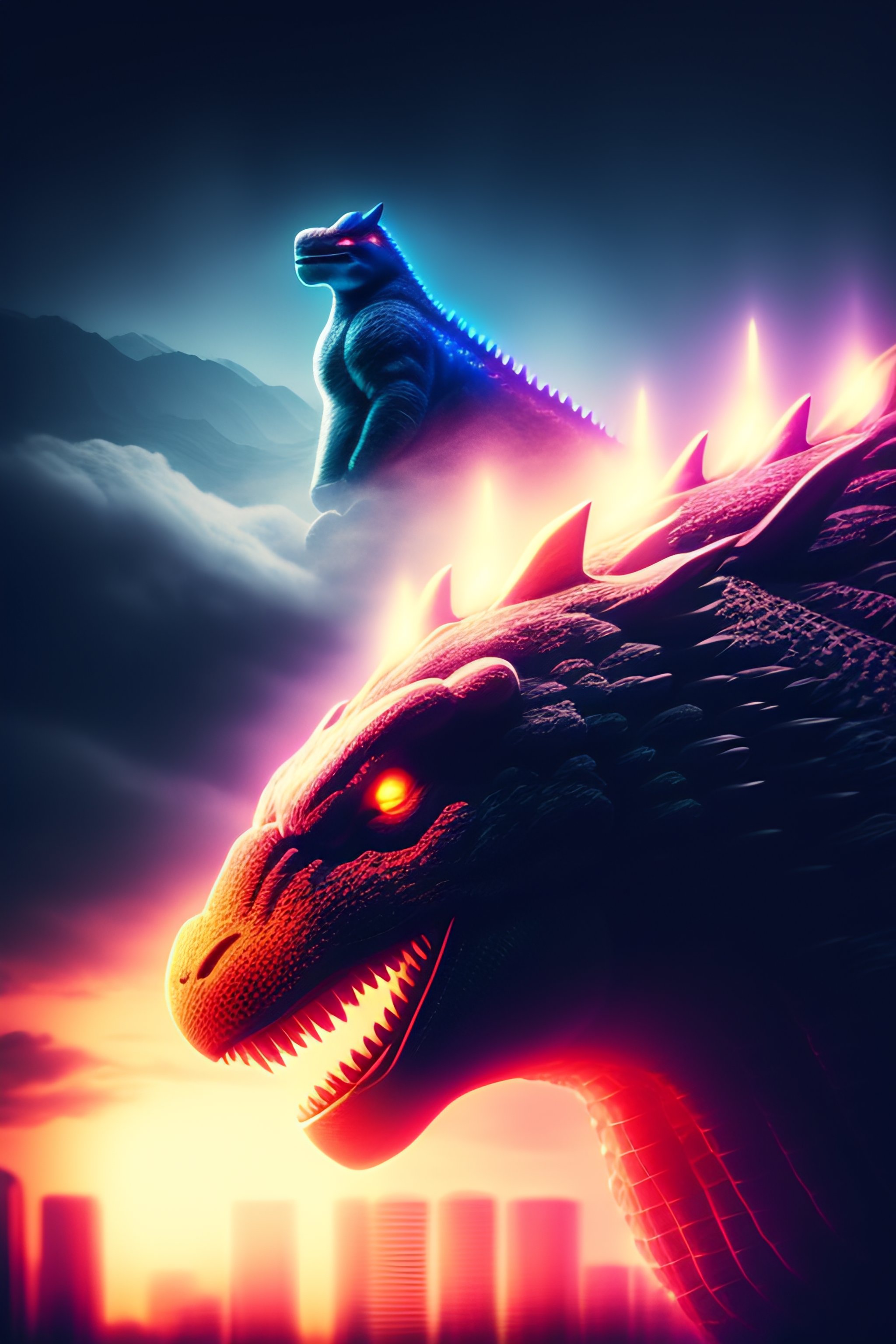 Lexica - Volumetric lighting, epic, hazy lights, godzilla