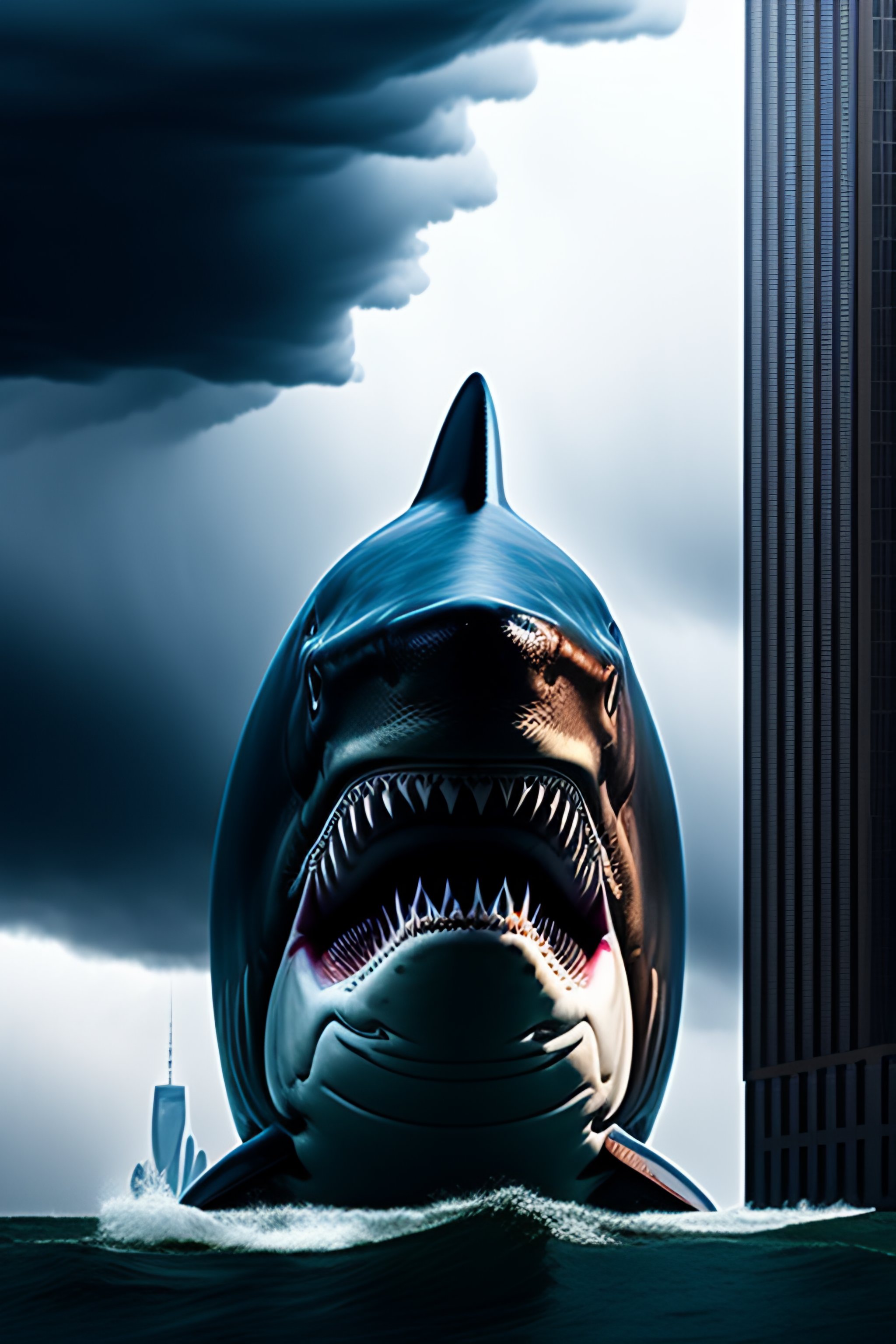 Lexica - A massive muscular humanoid shark as tall as a building, in ...