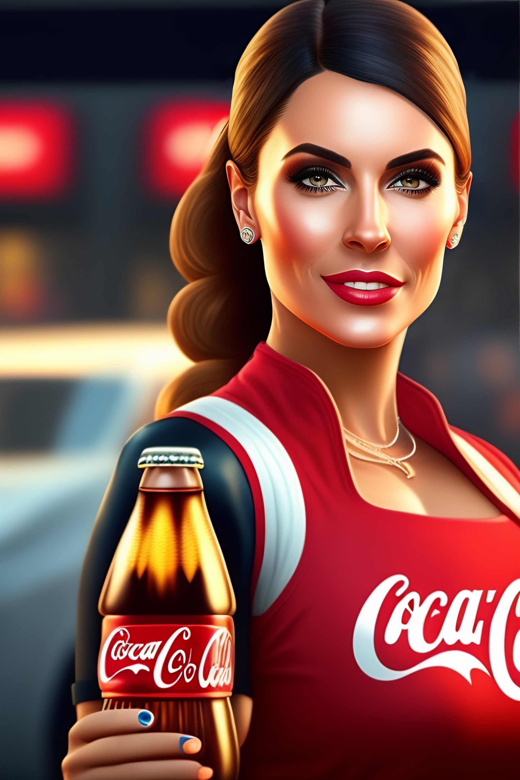 Lexica - A woman holding a coca-cola bottle in the style of GTA 5 video ...