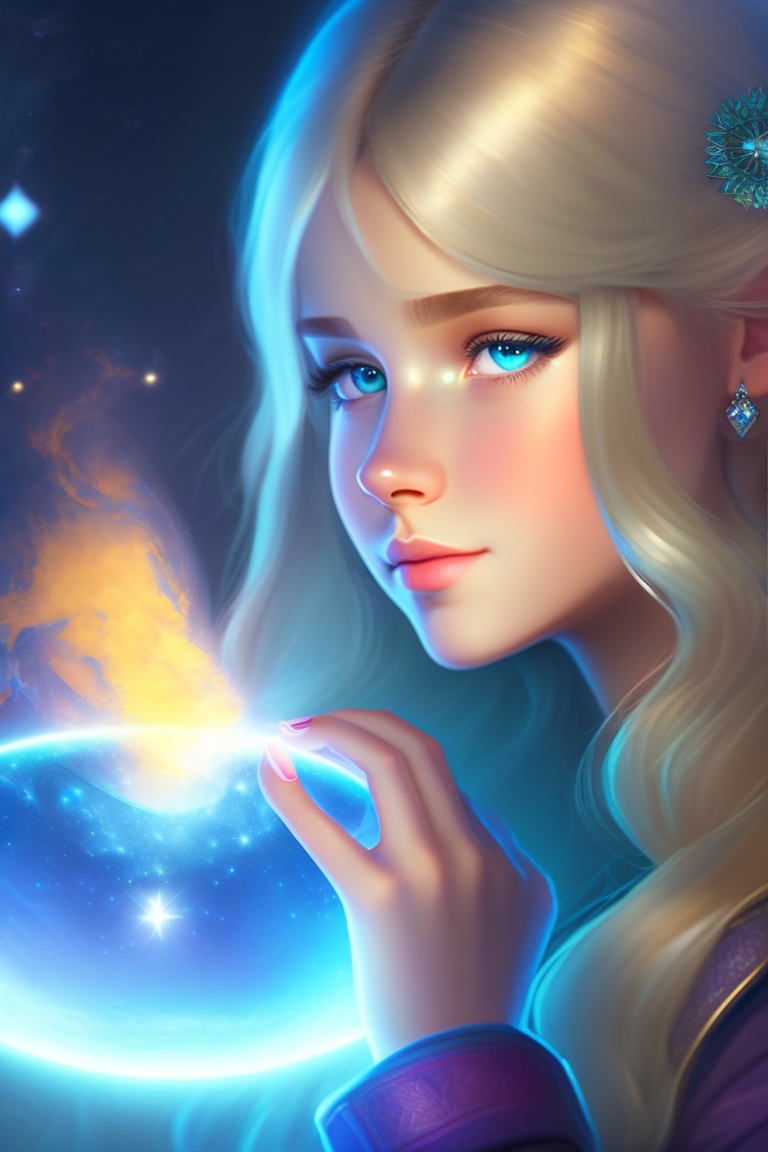 Lexica - Teenage girl, blonde, blue eyes, looking at the ring on her ...