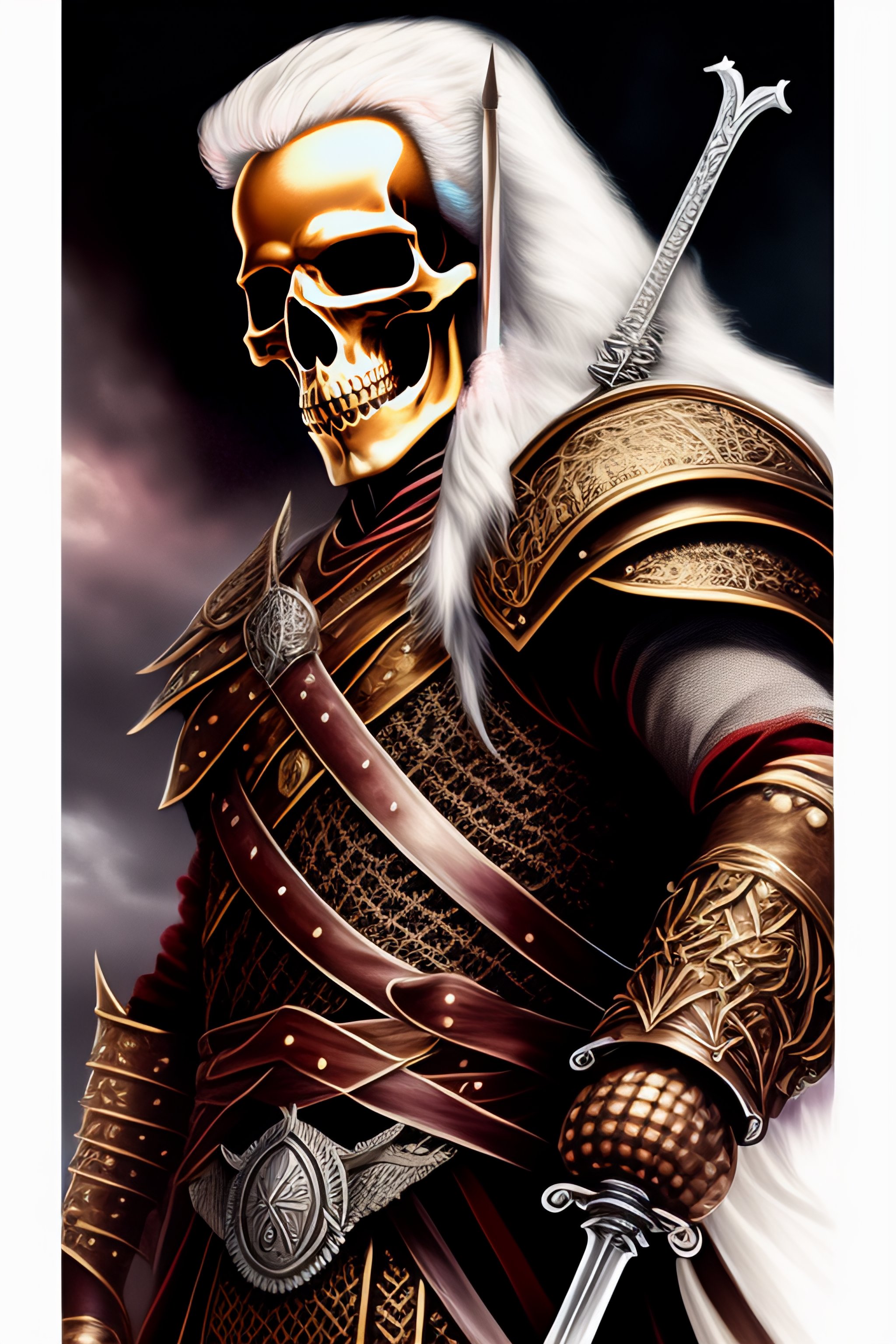 Lexica - A drawing of a skeleton holding a sword hilt, a detailed ...