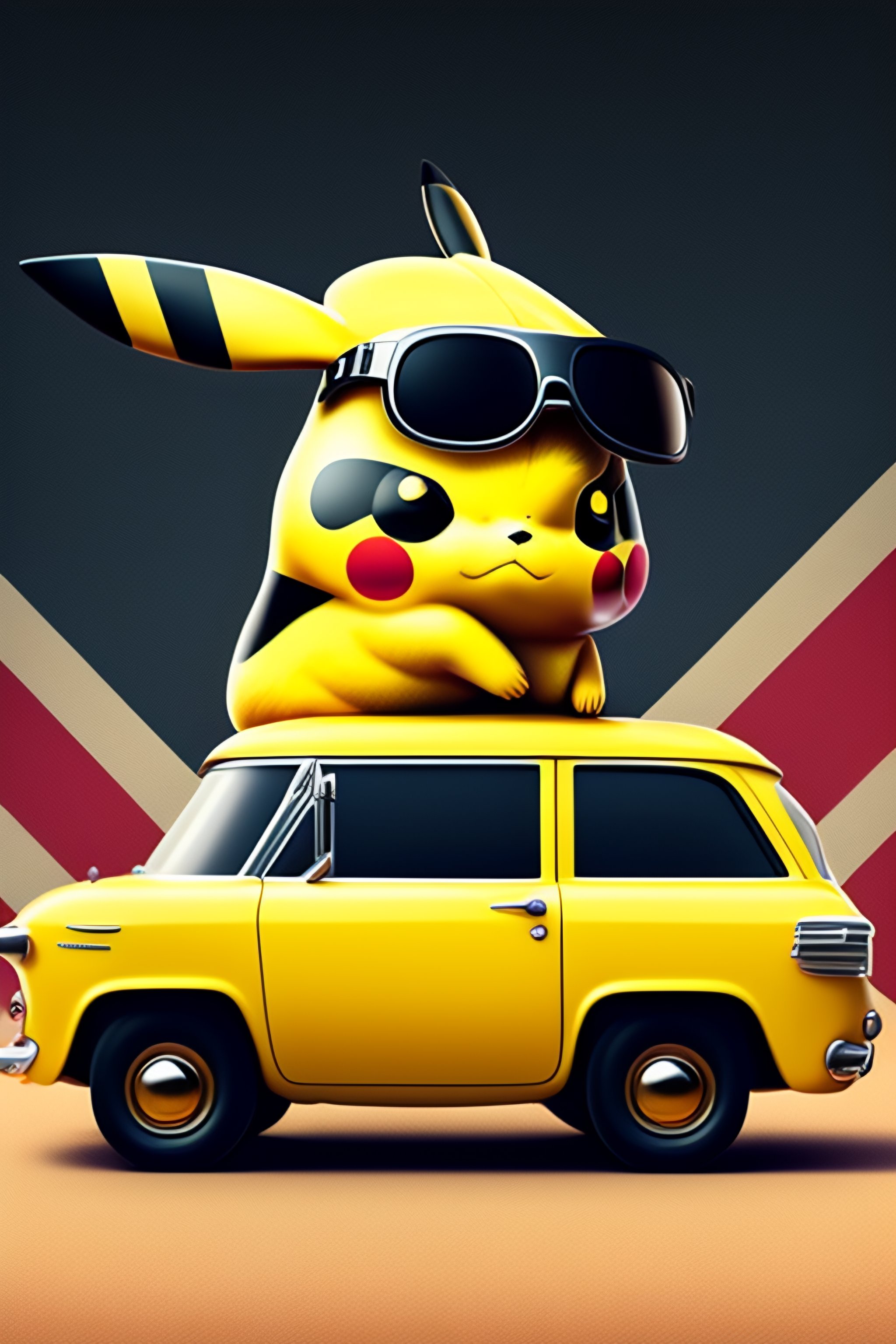 Lexica - Pikachu as an american cop , big sunglasses and a cop car in ...