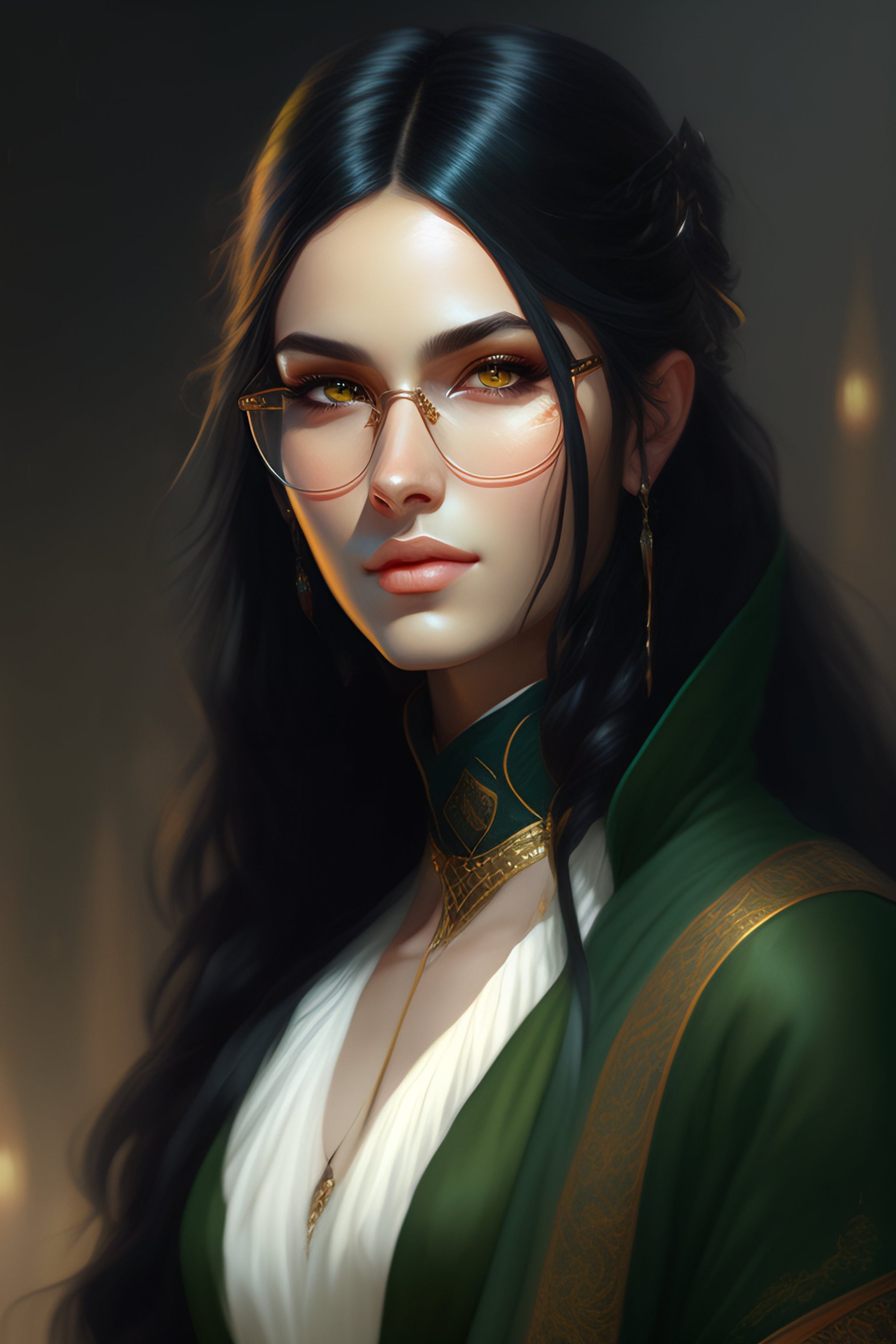 Lexica - Girl with long straight black hair, fantasy style, portrait ...