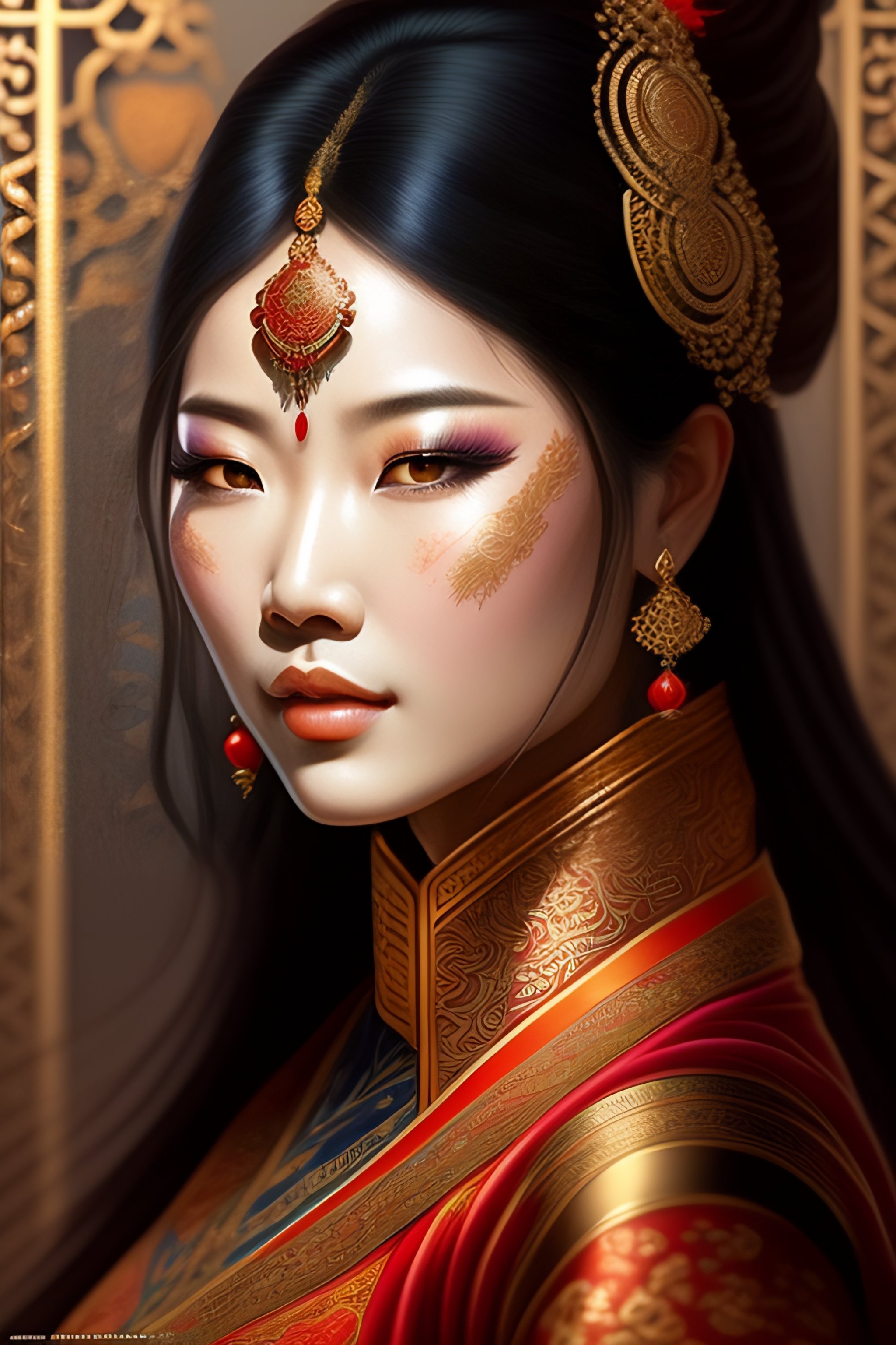 Lexica - Portrait of dvdgfr, machine face, upper body, decorated with ...