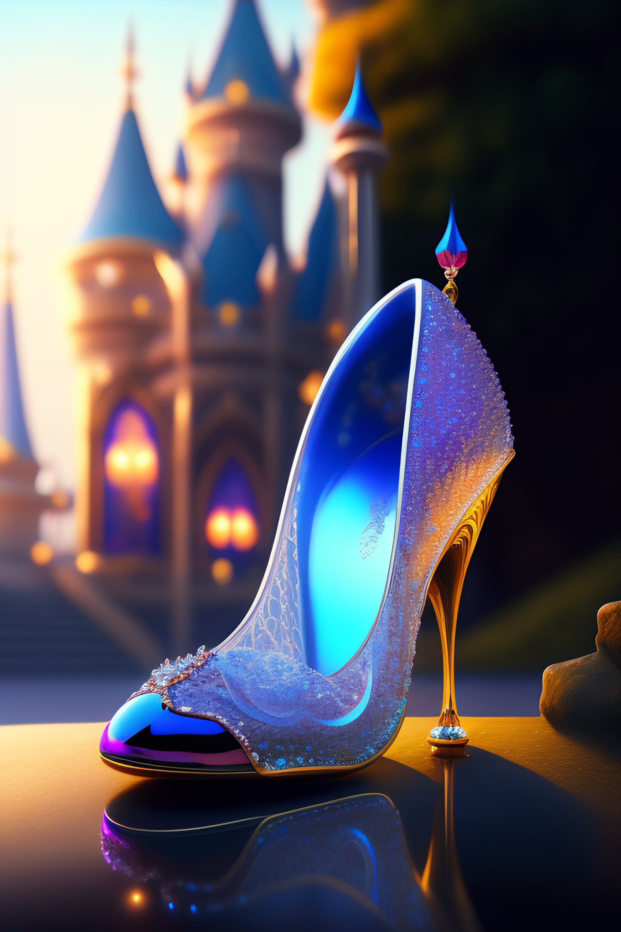 Lexica - Abstract Digital painting of cinderella's glass slipper in ...