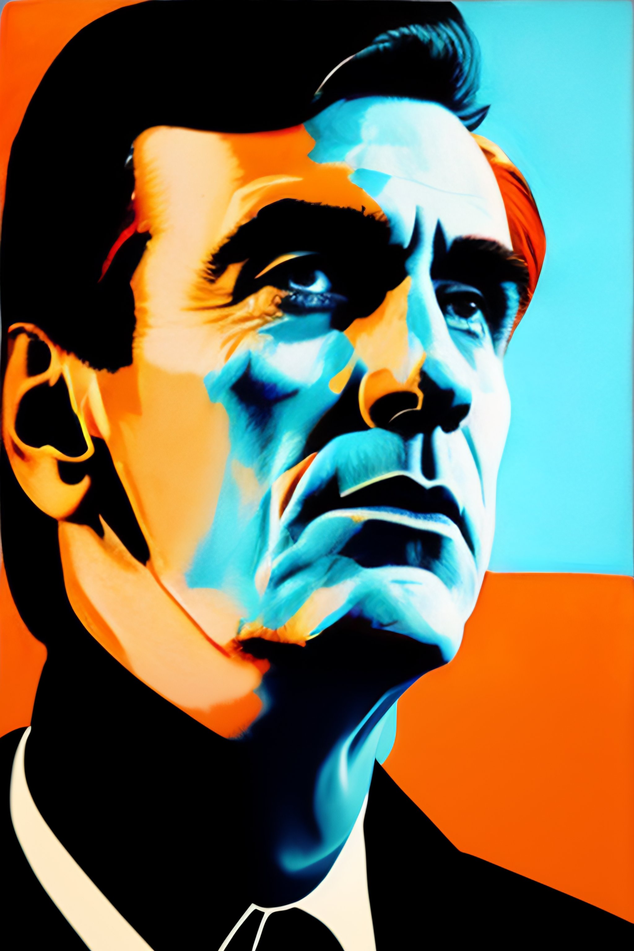 Lexica - A triptych of close up portraits of don draper, by andy warhol ...