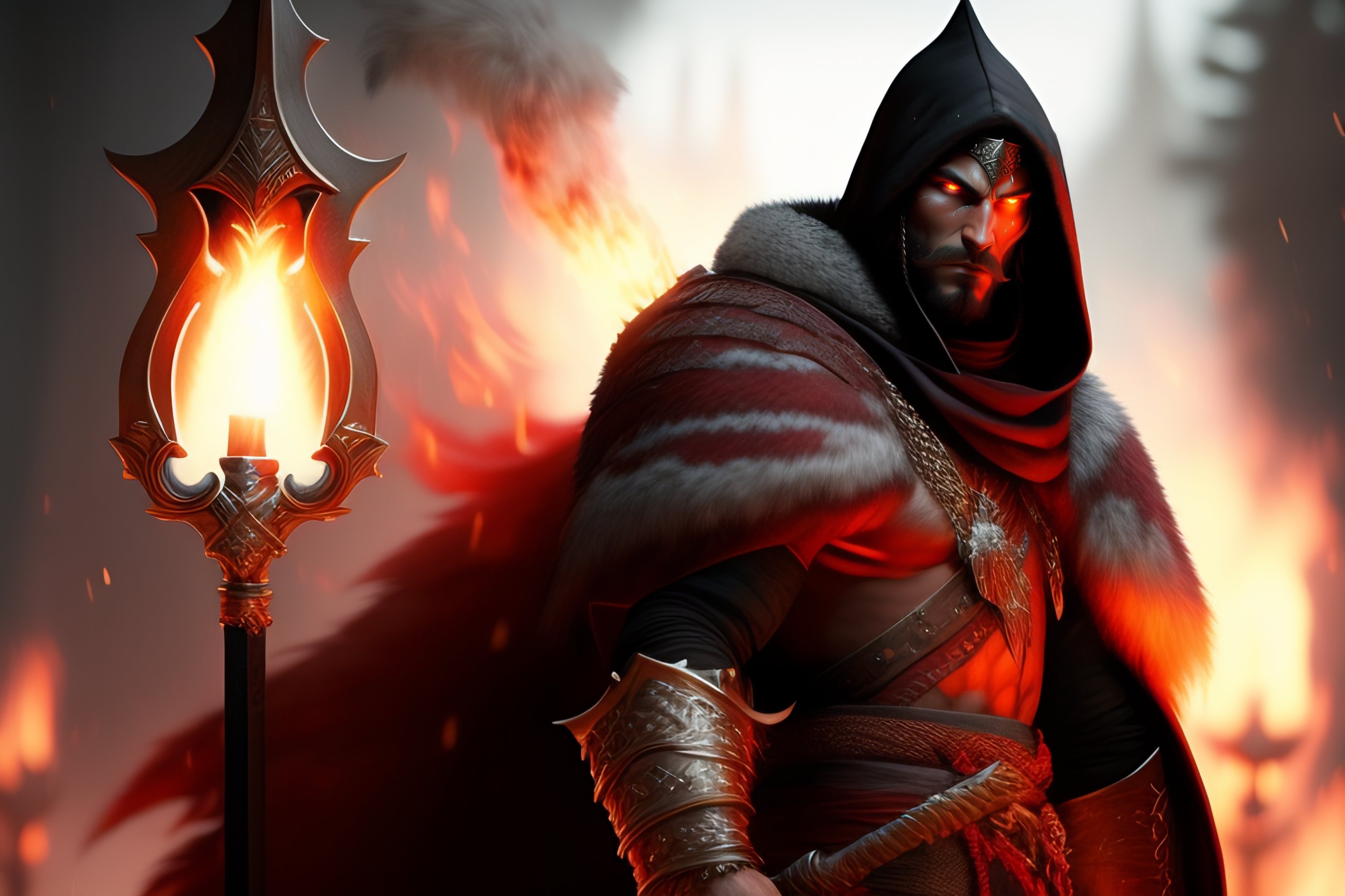 Lexica - Medieval fantasy berzerk barbarian with demonic sword in fire ...