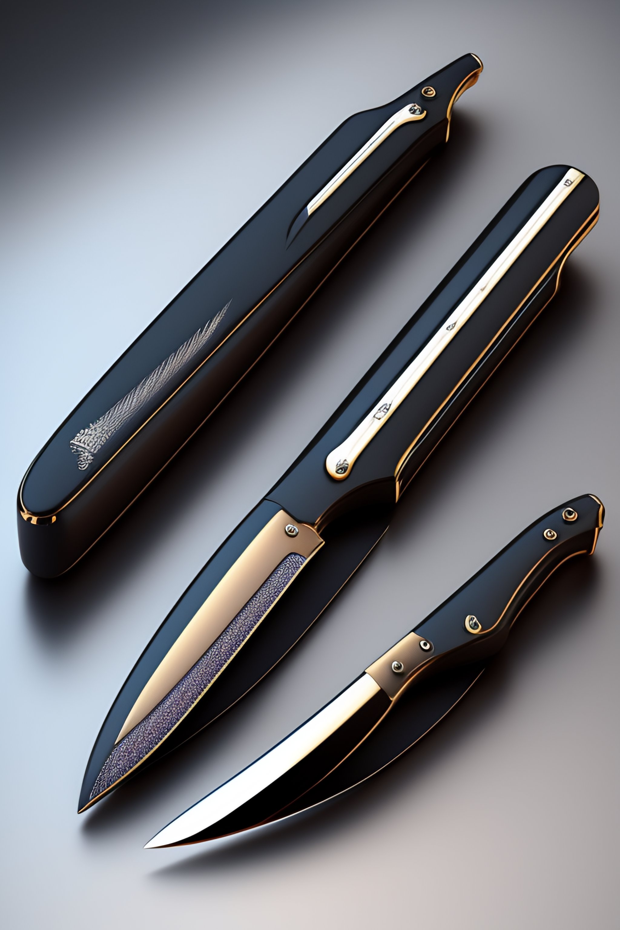 Lexica - Sleek futuristic knives. cinematic style digital art render with mechanical and ...