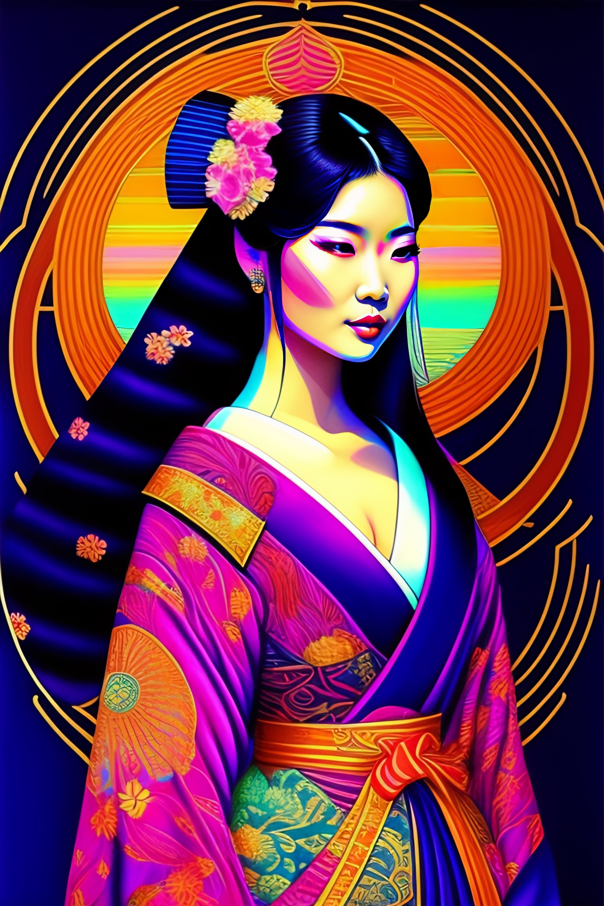 Lexica - Inspired tarot card detailed kimono and geisha bow portrait ...