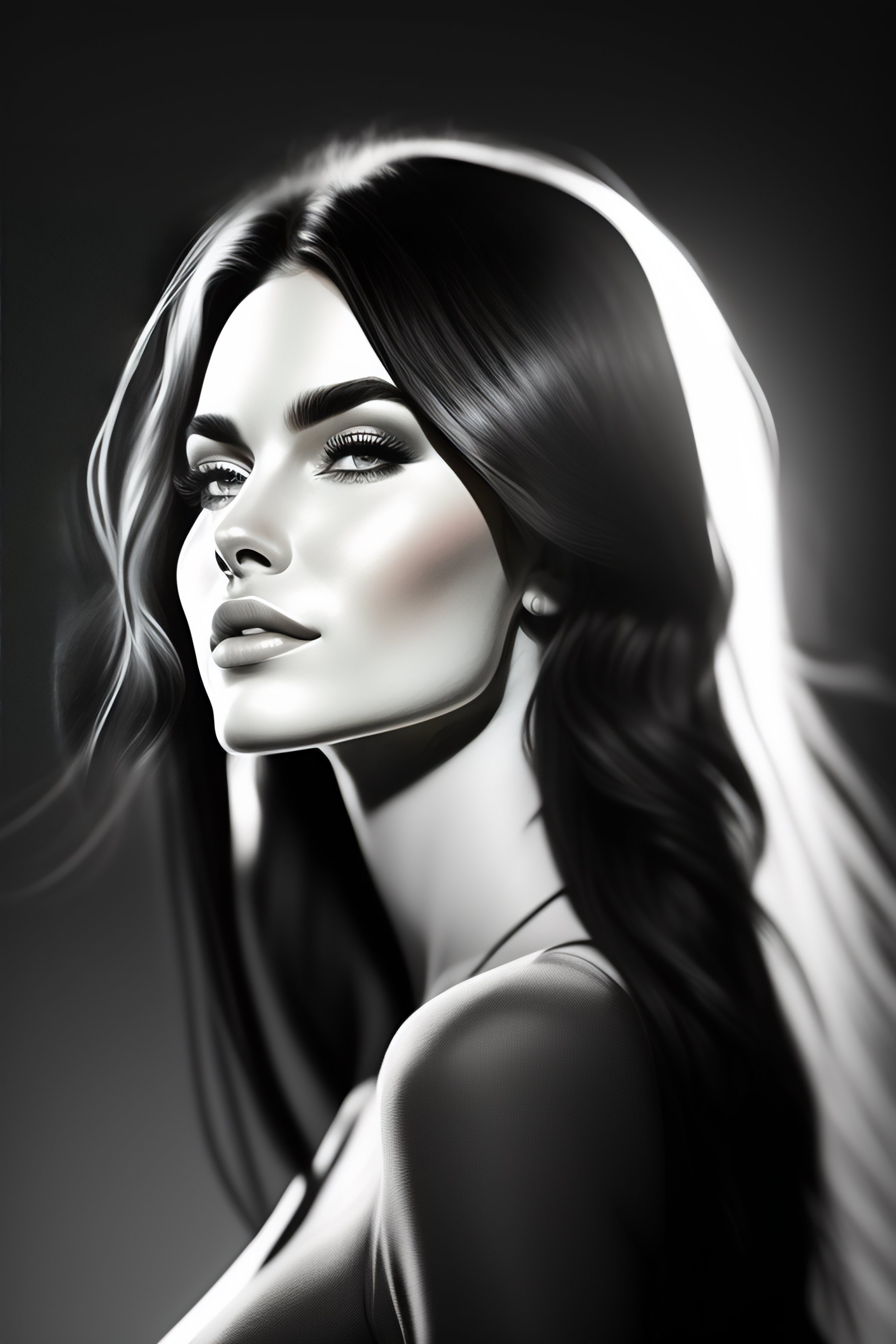 Lexica - Monochrome silhouette of a face, black and white, 2d, side ...