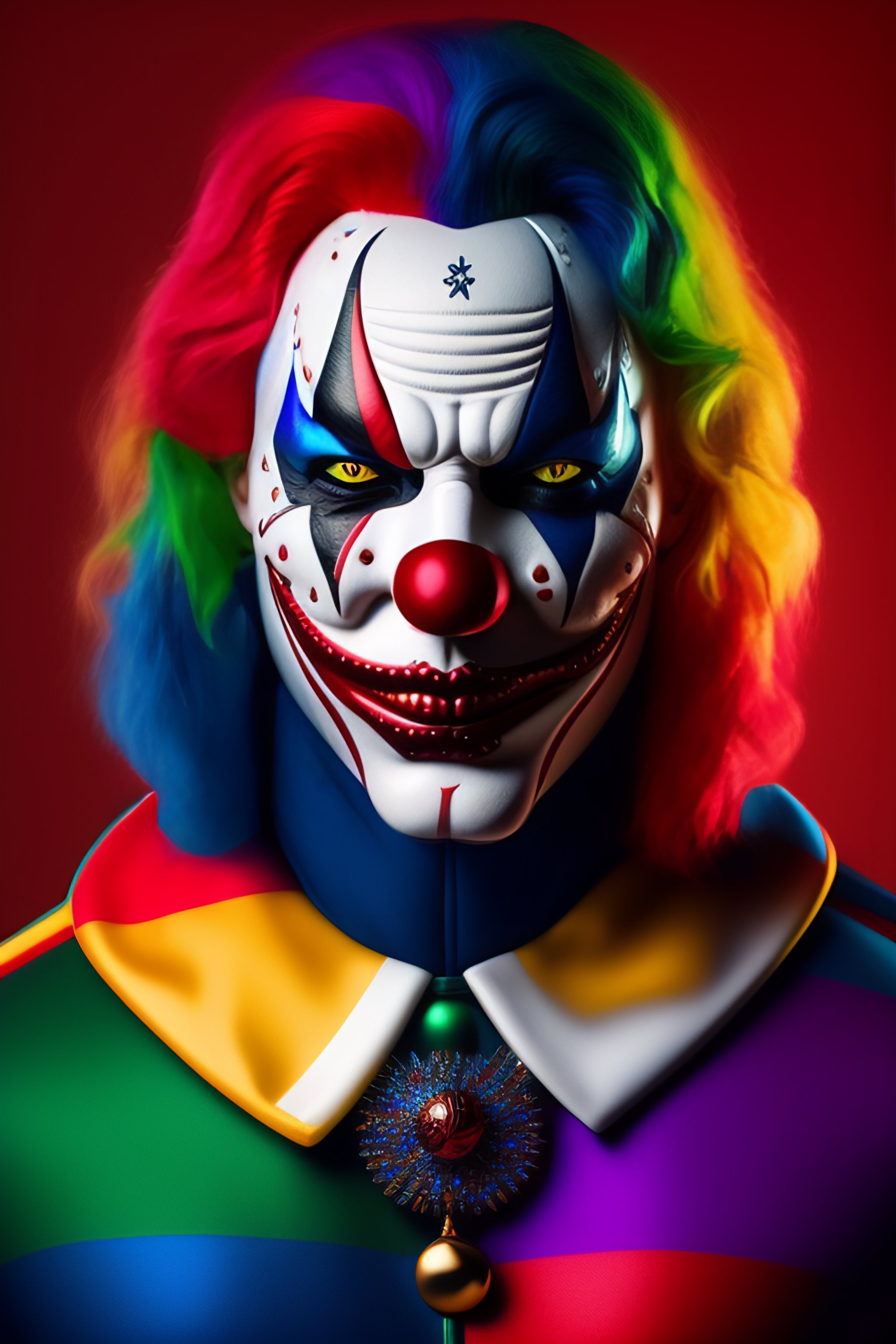 Lexica - Colorful teriffying portraits of a scary masked clown stunning ...