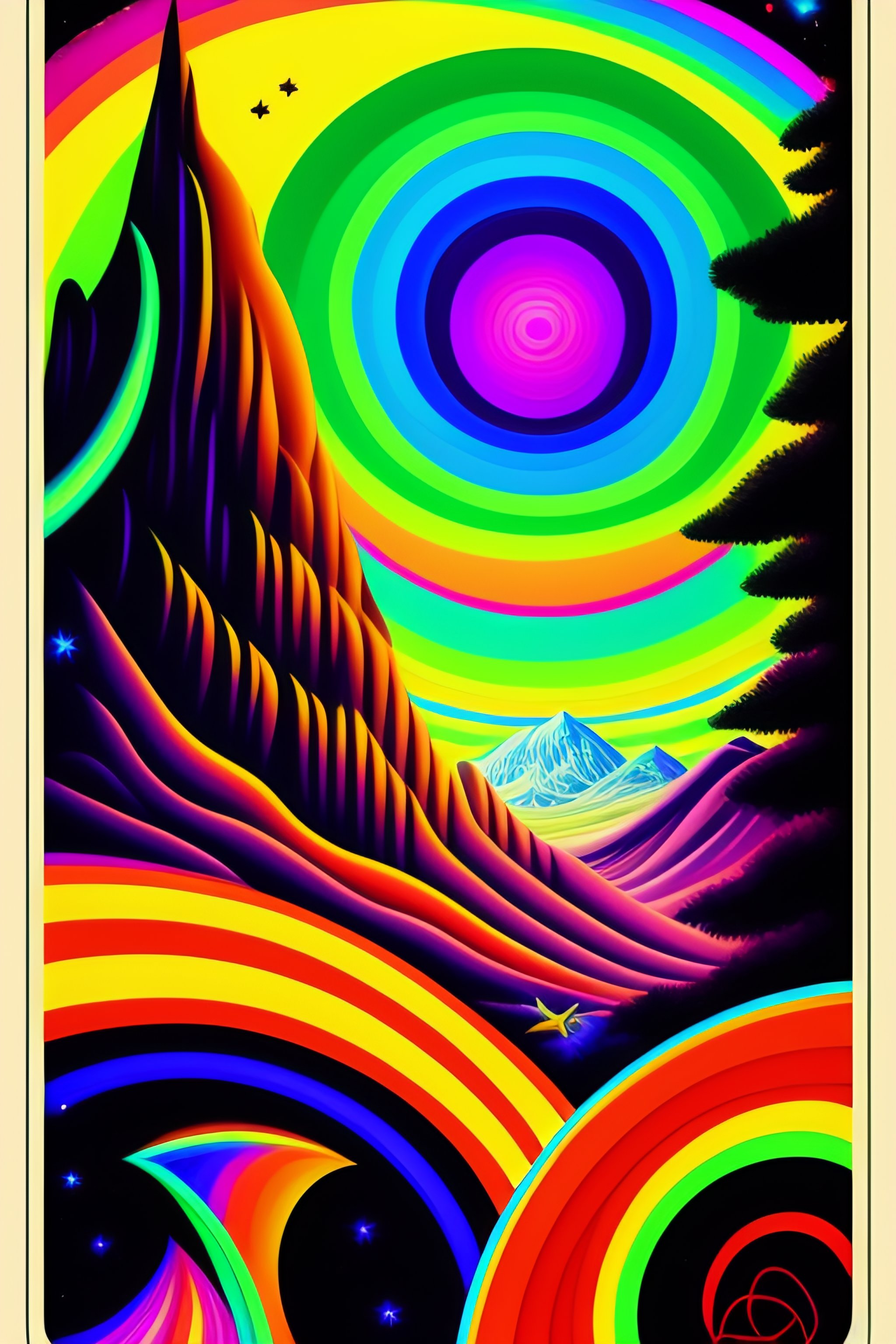 Lexica - Psychedelic Vintage full Shot 1960's cartoon Poster with hippy ...