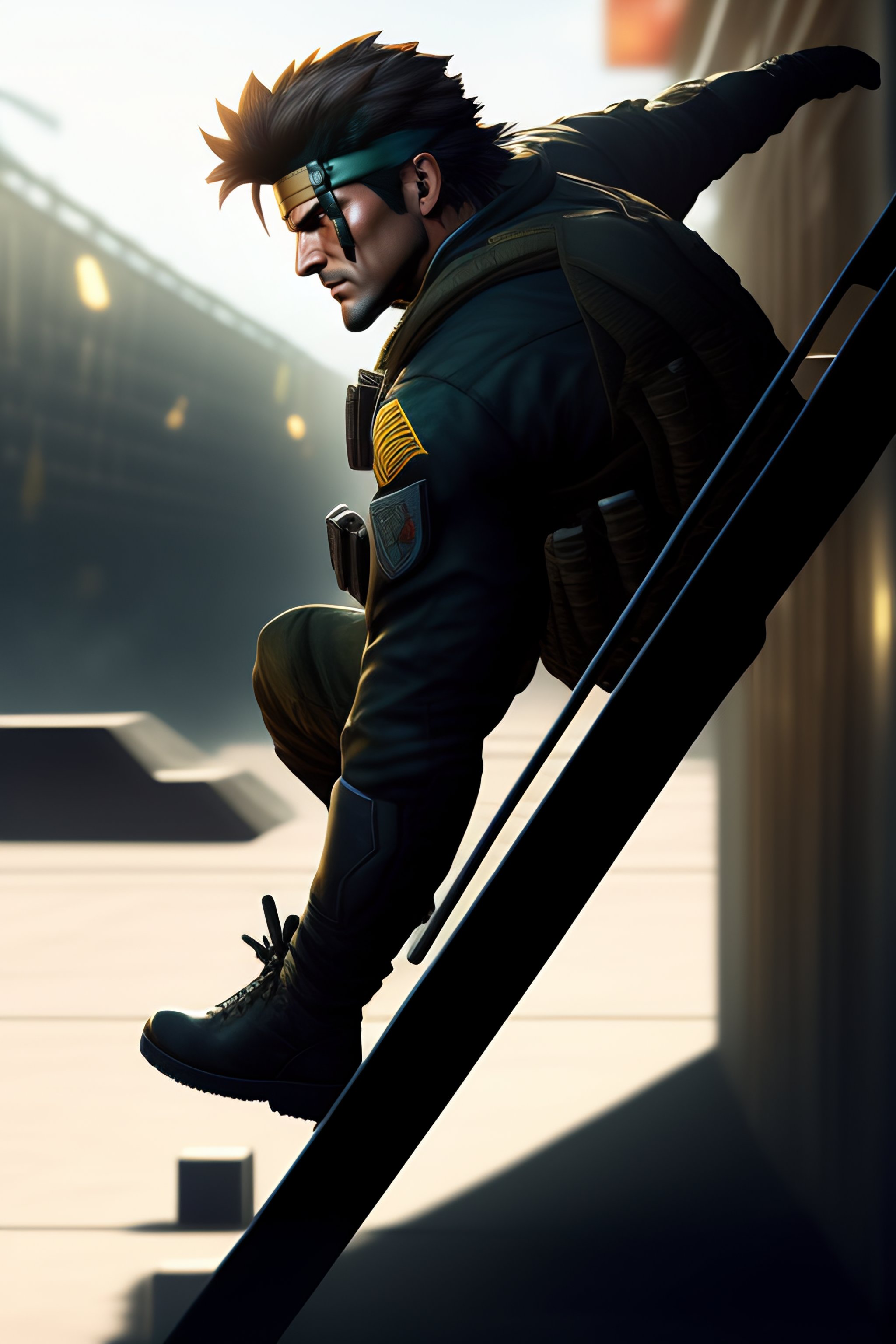 Lexica - Action shot of Solid Snake from Metal Gear doing a ...