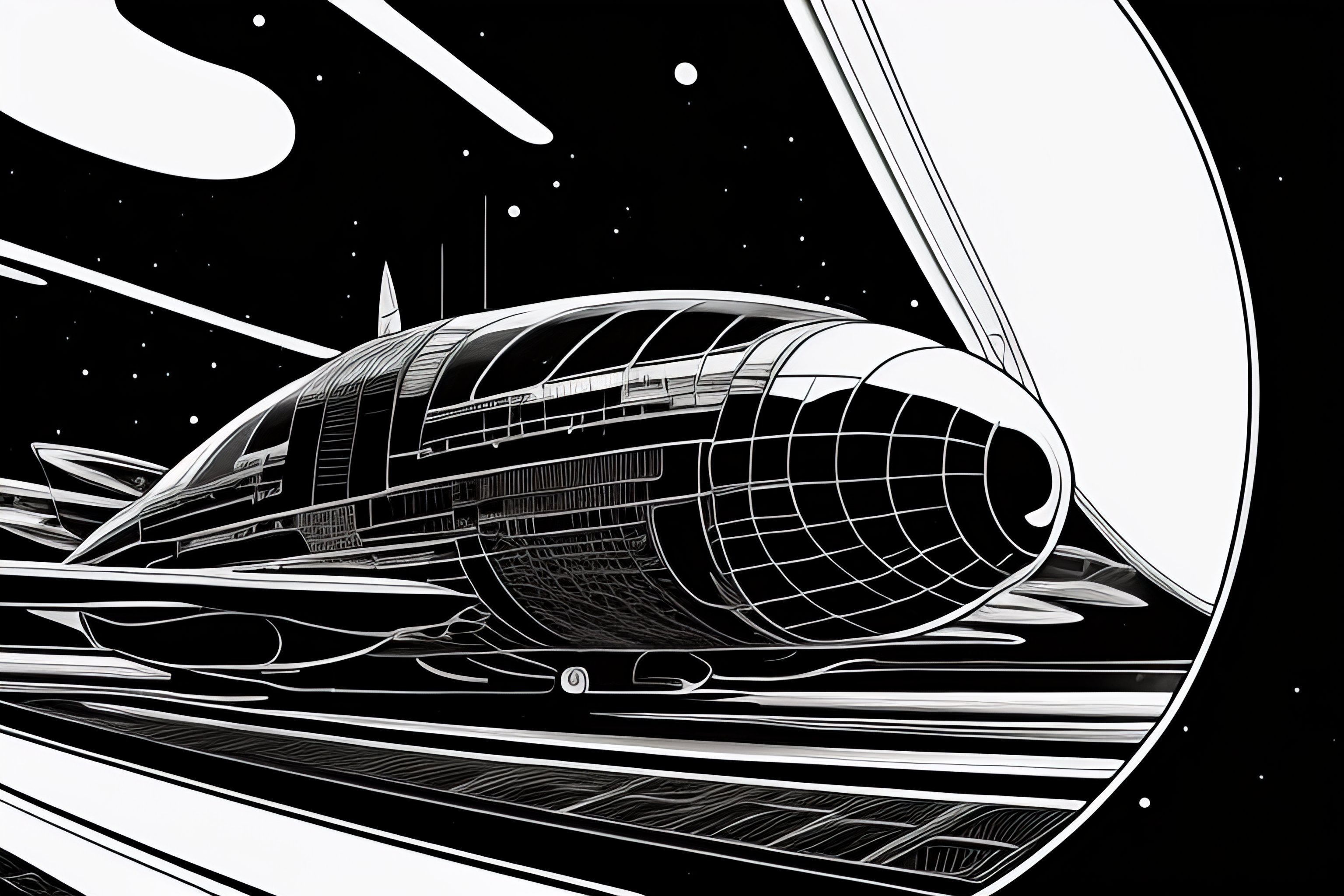 Lexica - A manga vignette of a black fish piloting a spaceship, flat ...