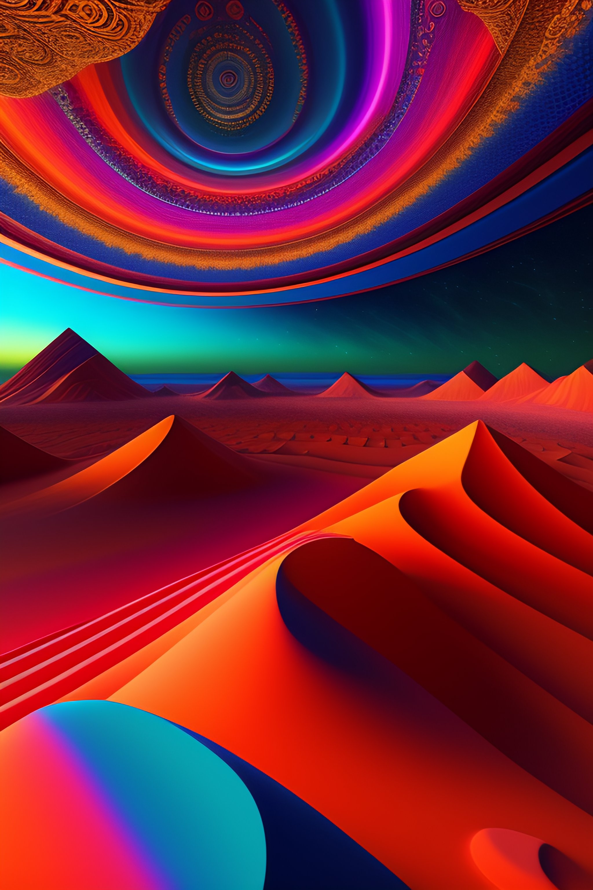 Lexica - The most psychedelic geometric patterned landscape maginable ...