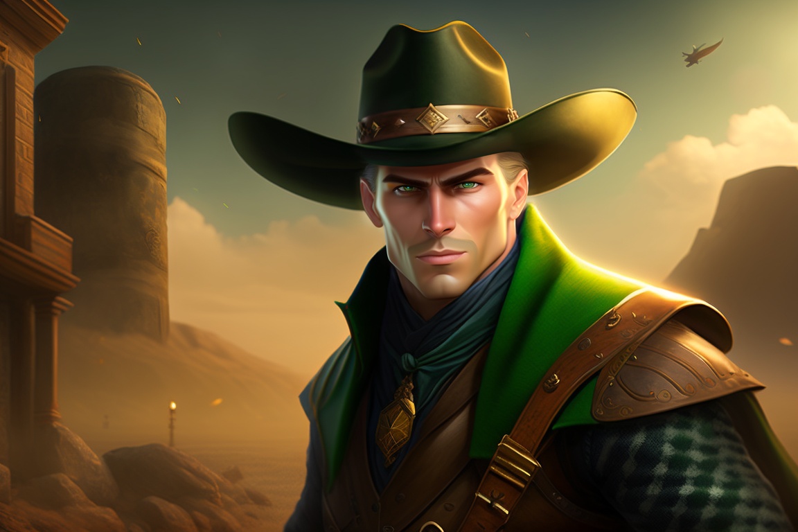 Lexica - Wild west, dark green assassin, hidden blade, cowboy duel, reality