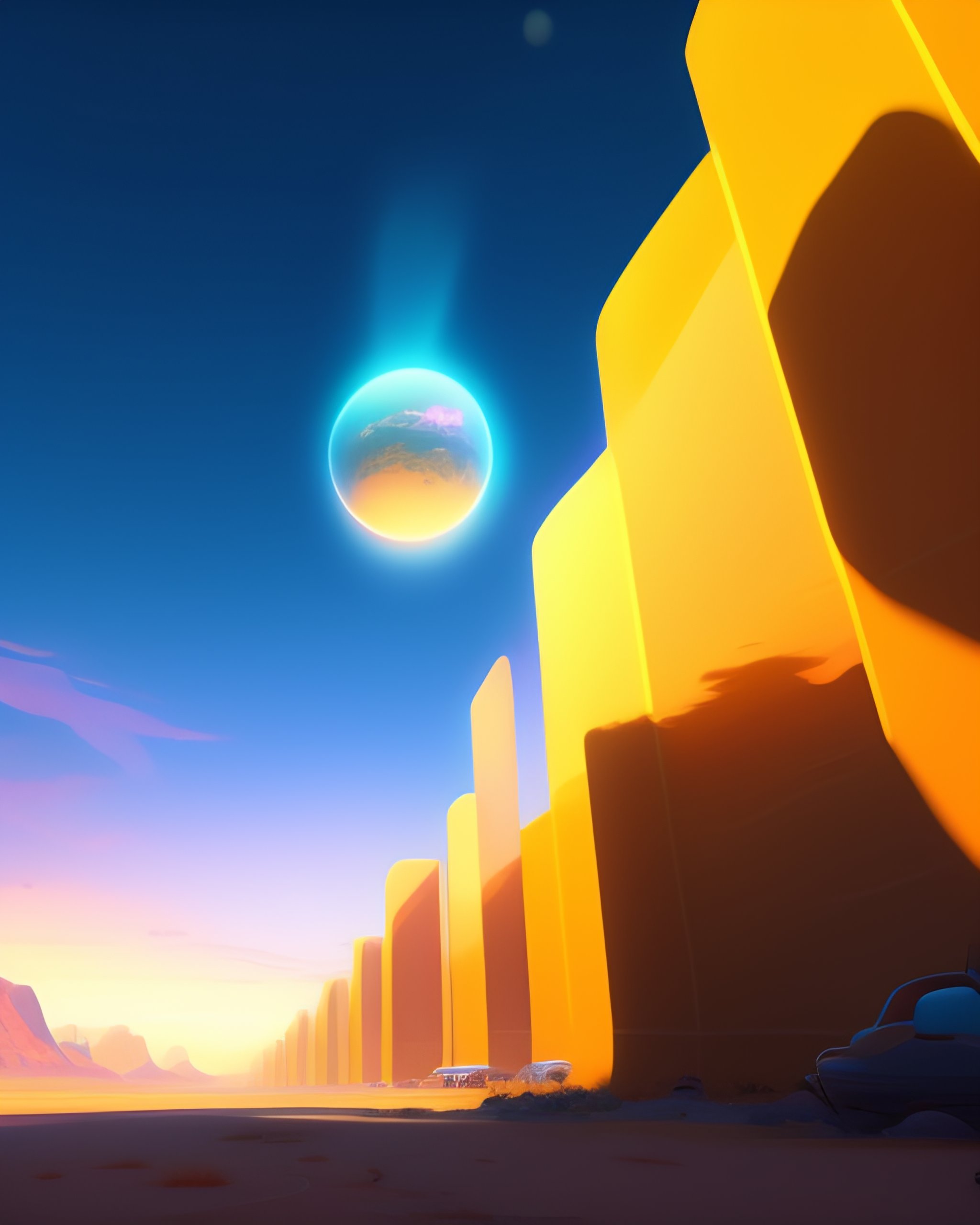 Lexica - Lonley yellow orb floating in sky, behance hd by jesper ejsing ...