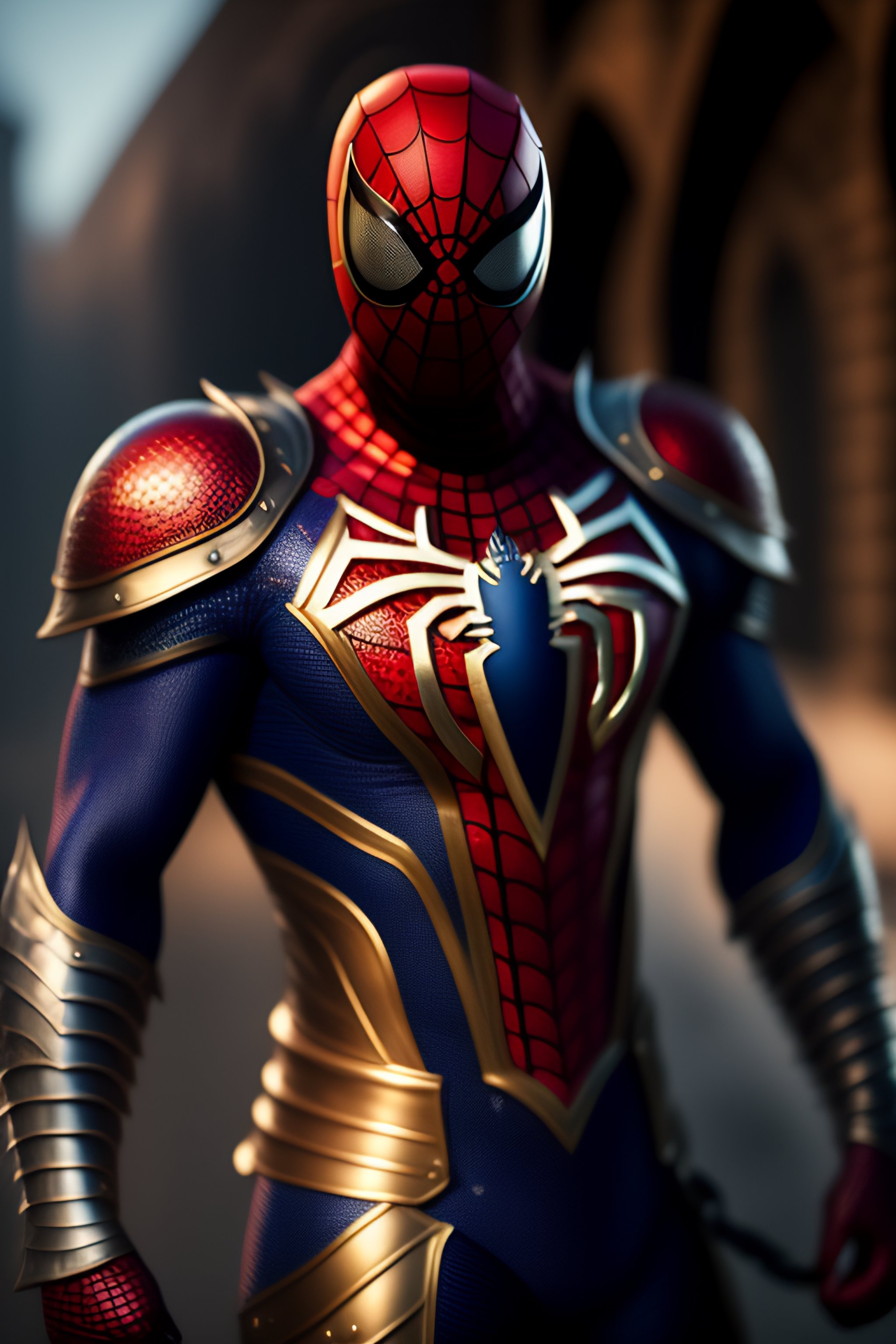 Lexica - Photo of full medieval knight armor warrior spiderman, 8k