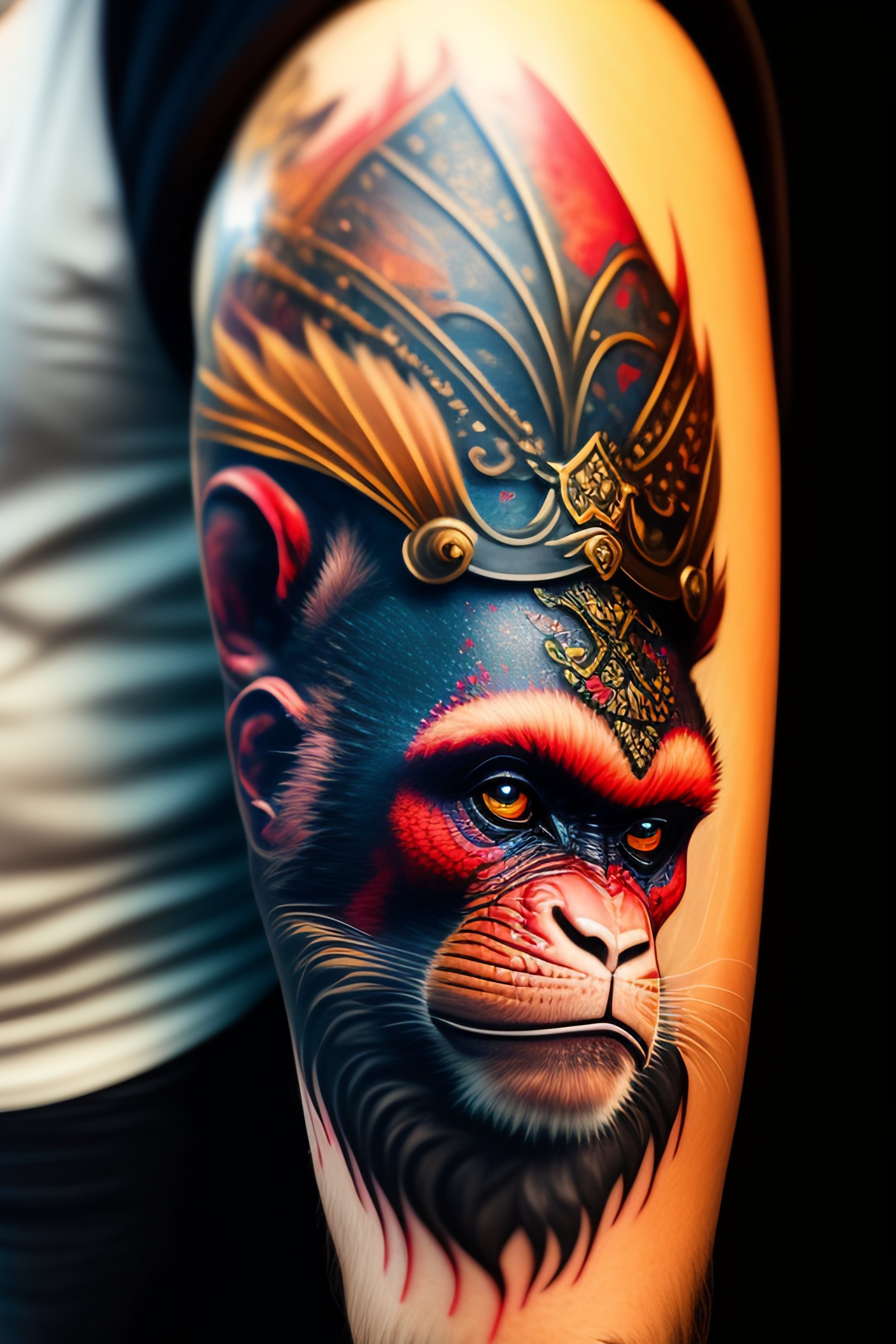 Lexica - The Monkey King paints tattoo on a customer