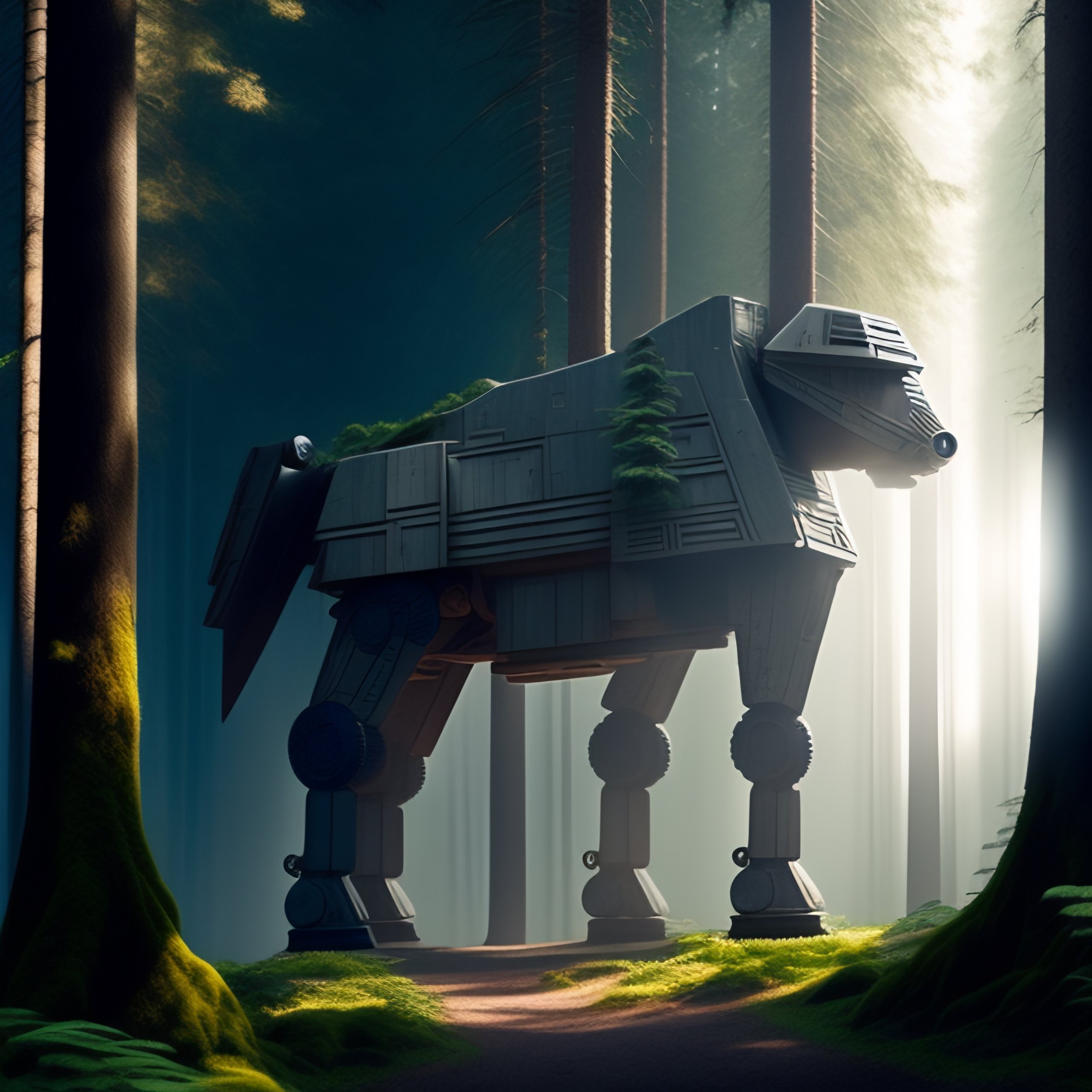 Lexica - Star wars at-at walker in the forest cinematic