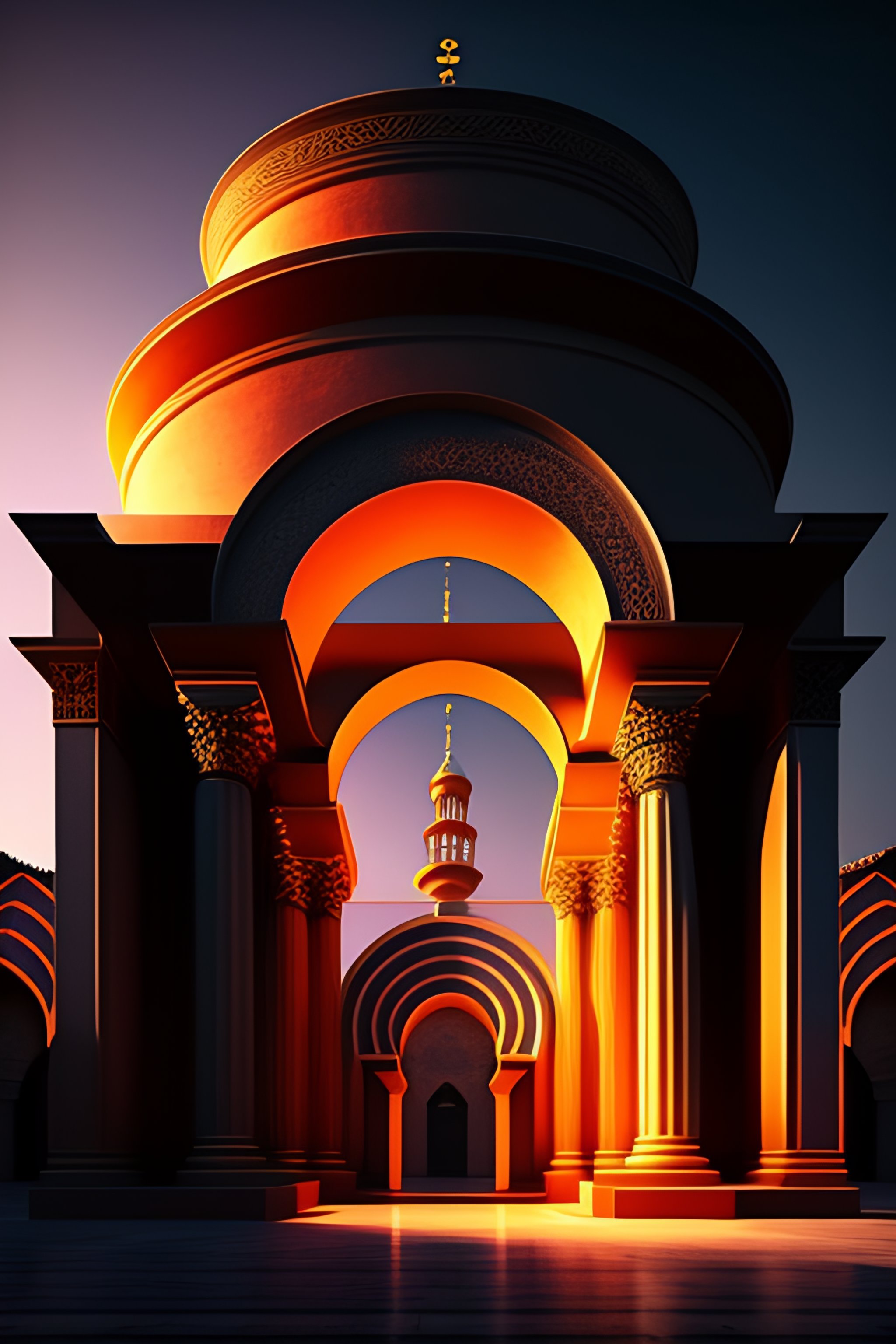 Lexica - Circular temple with horseshoe arches cordoba mosque style ...