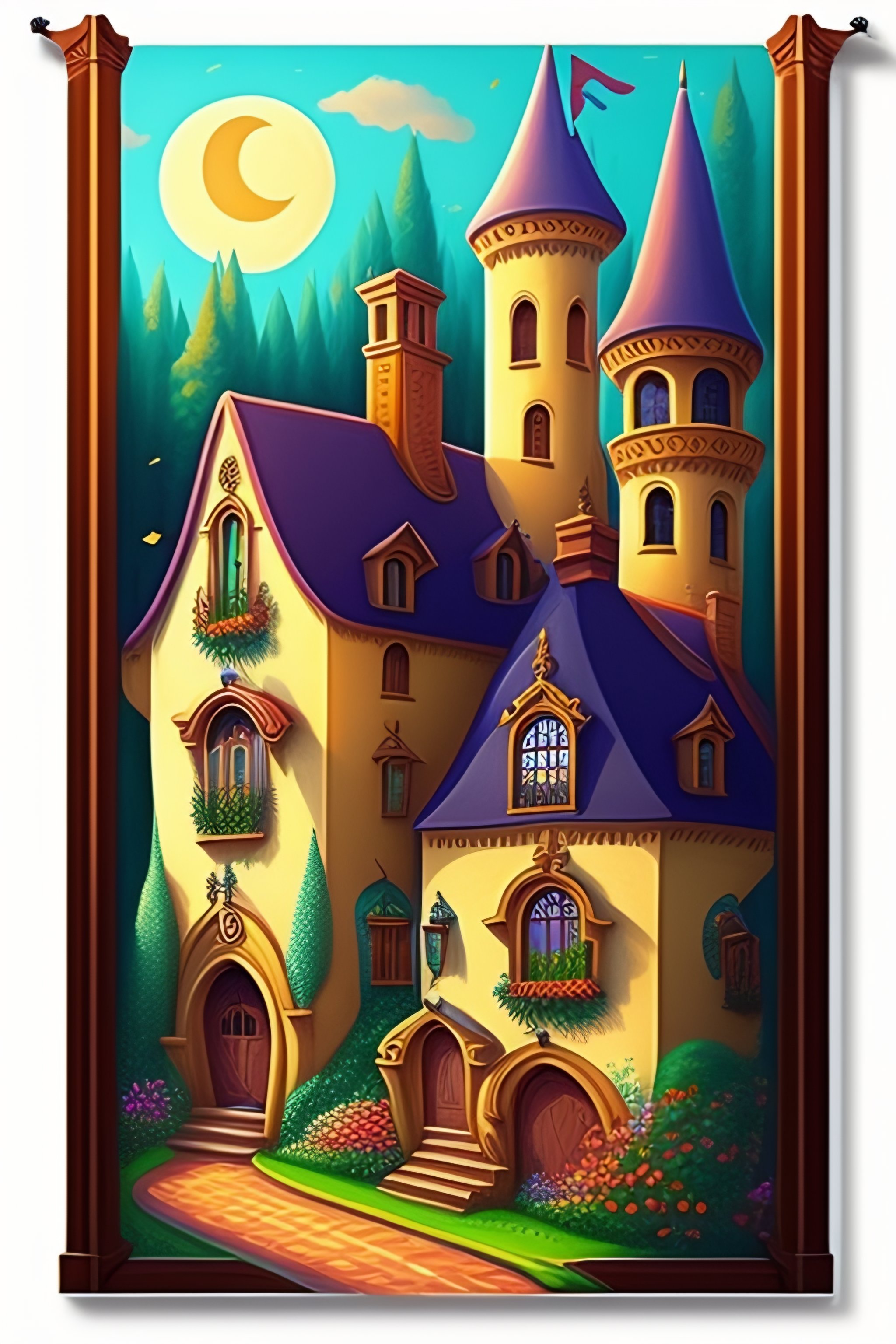 Lexica - Storybook cartoon fairytale town illustration, lot of house