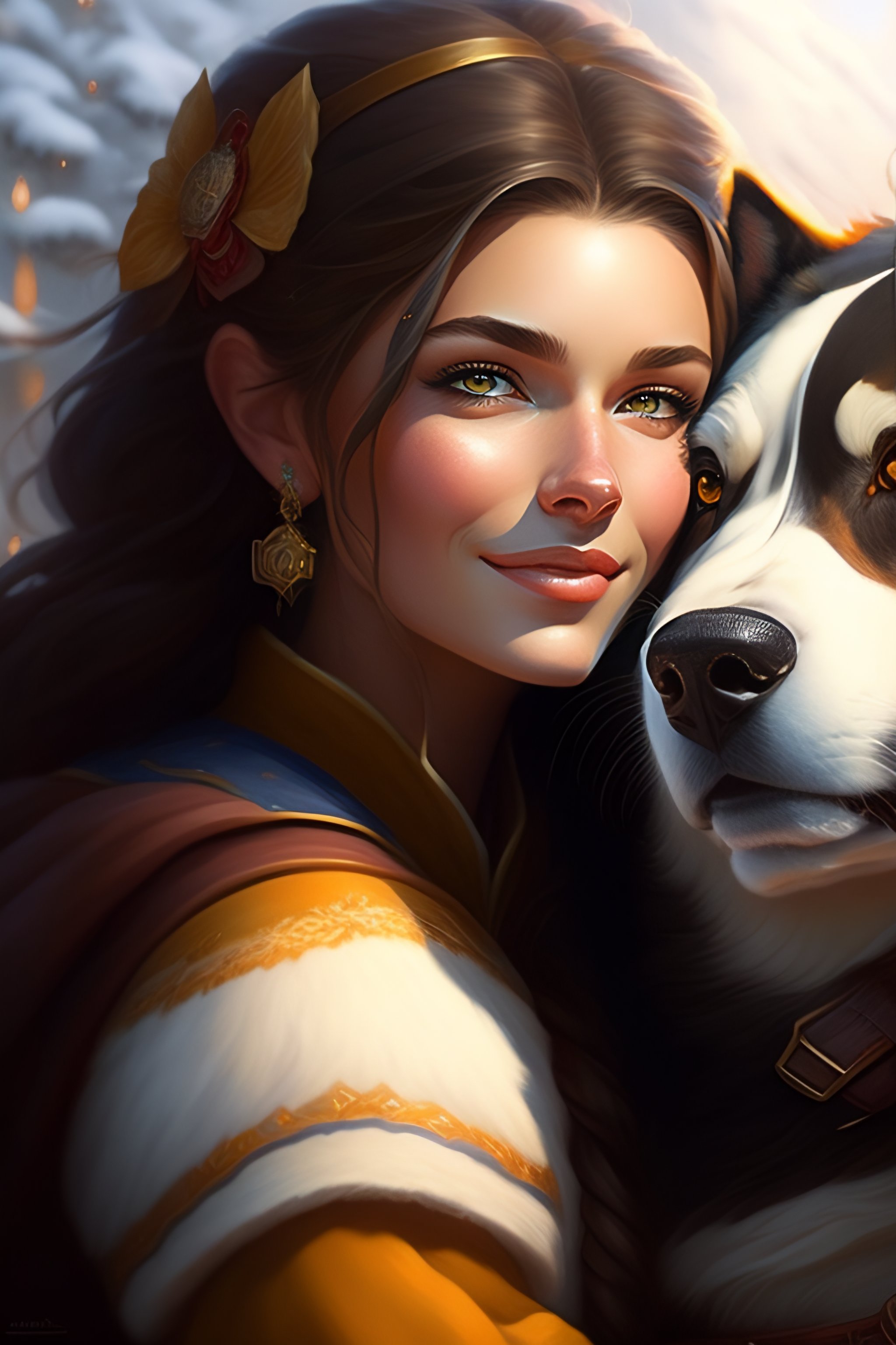 Lexica - A detailed portrait of a cute Ukrainian brunette girl hugging ...