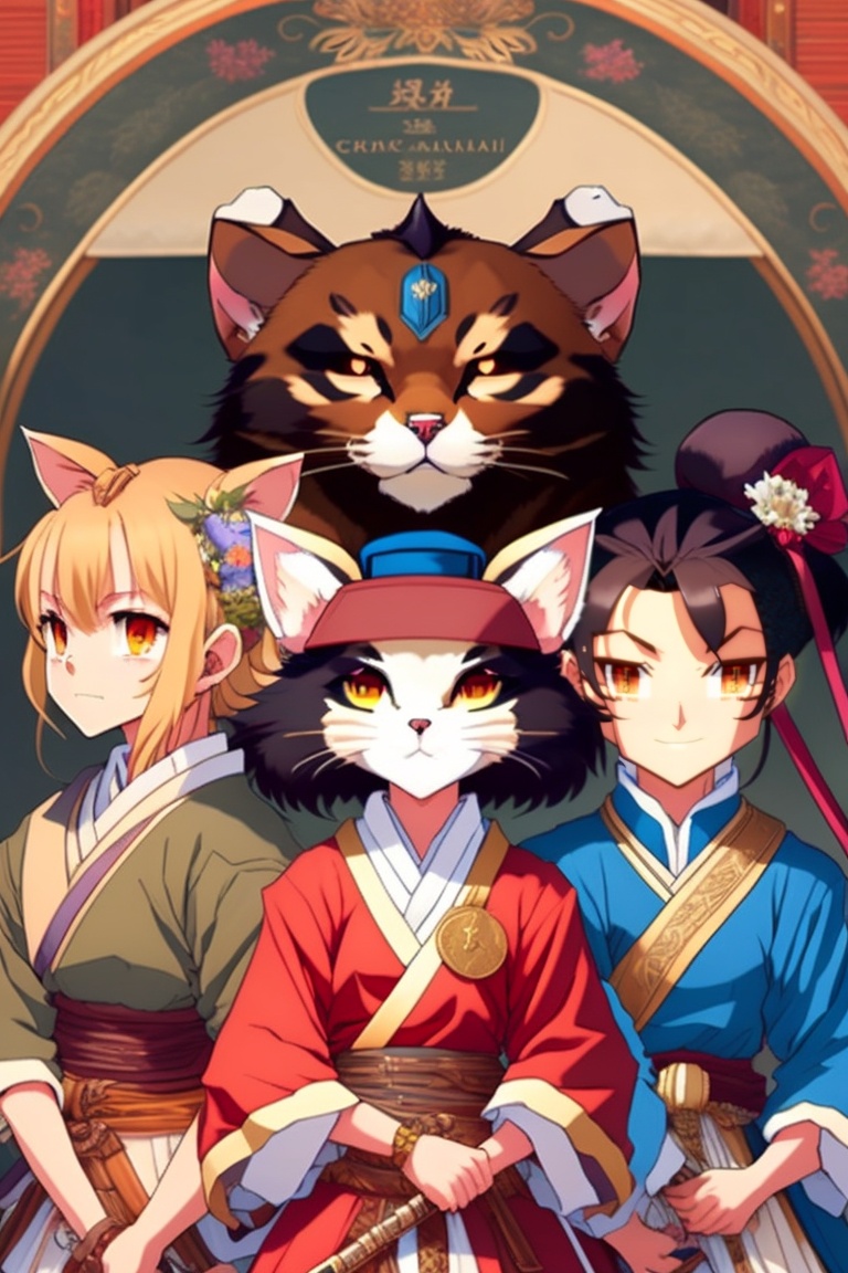 Lexica - Book cover of the seven samurai cats, with typical clothing ...