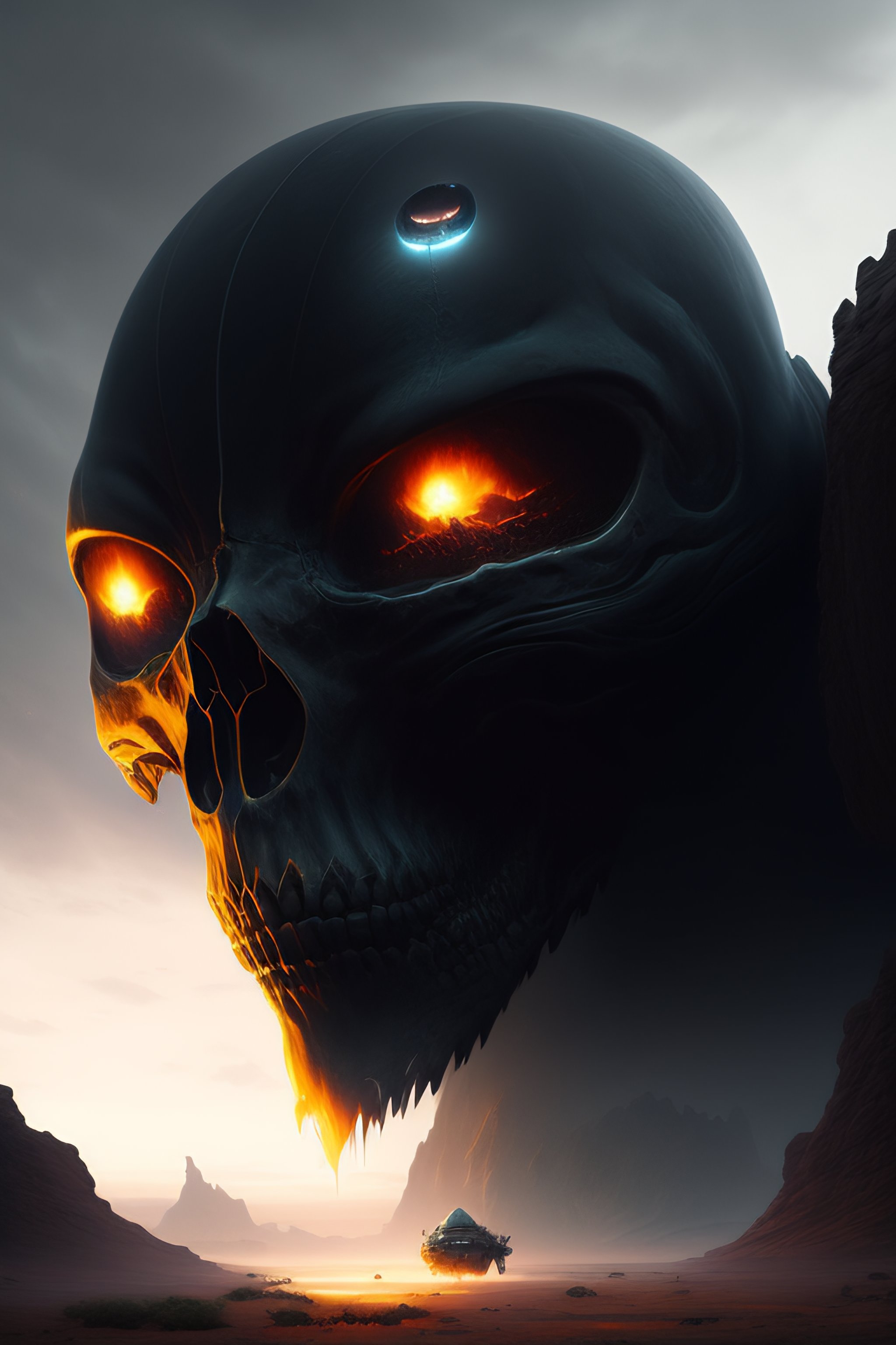 Lexica - Realist picture centered face portrait evil big eyed skull ...
