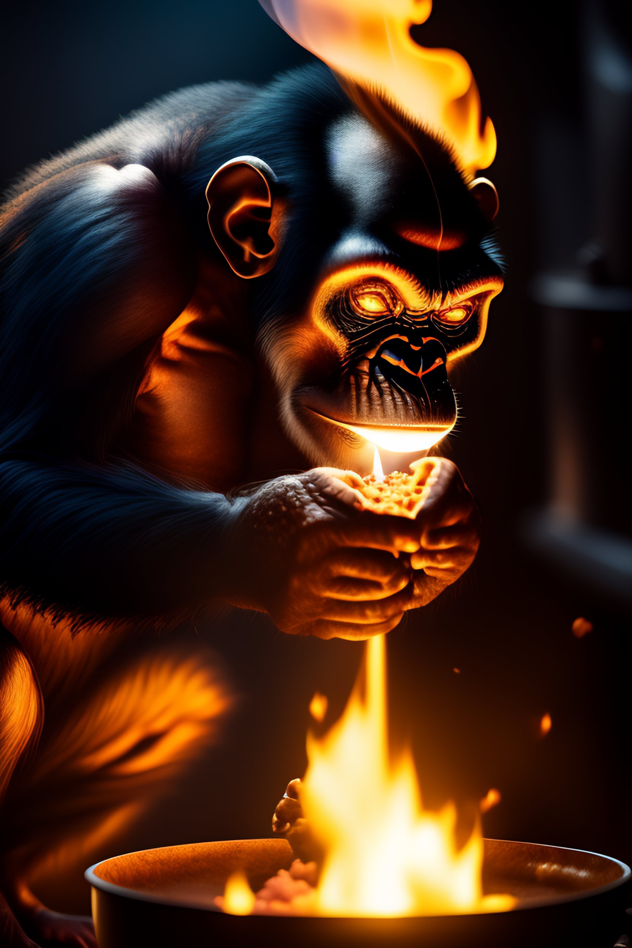 Lexica - A huge, hulking Dark Lord insectoid chimp cooking food over an ...