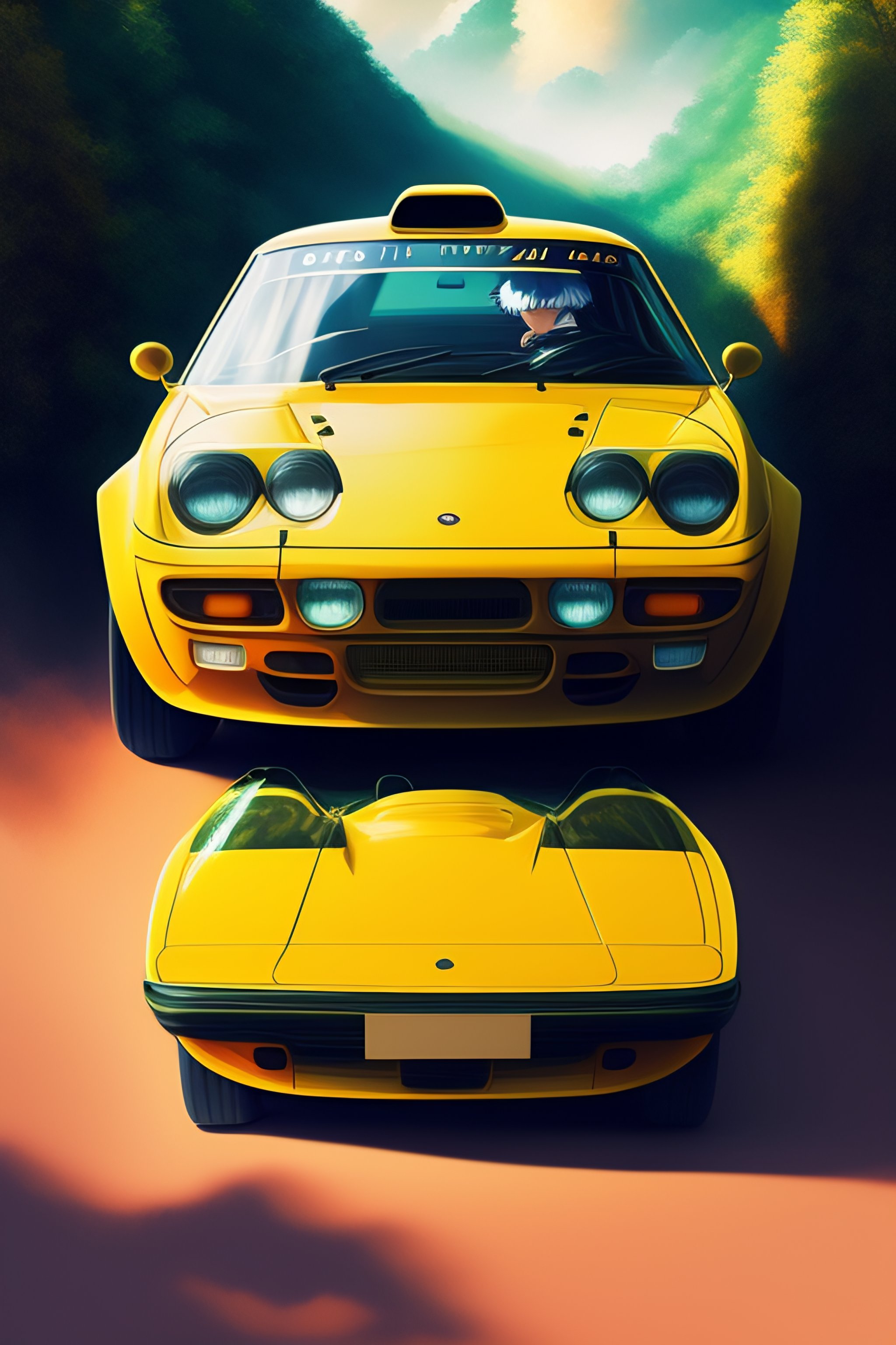 Lexica - Studio ghibli's, rally car transparent background