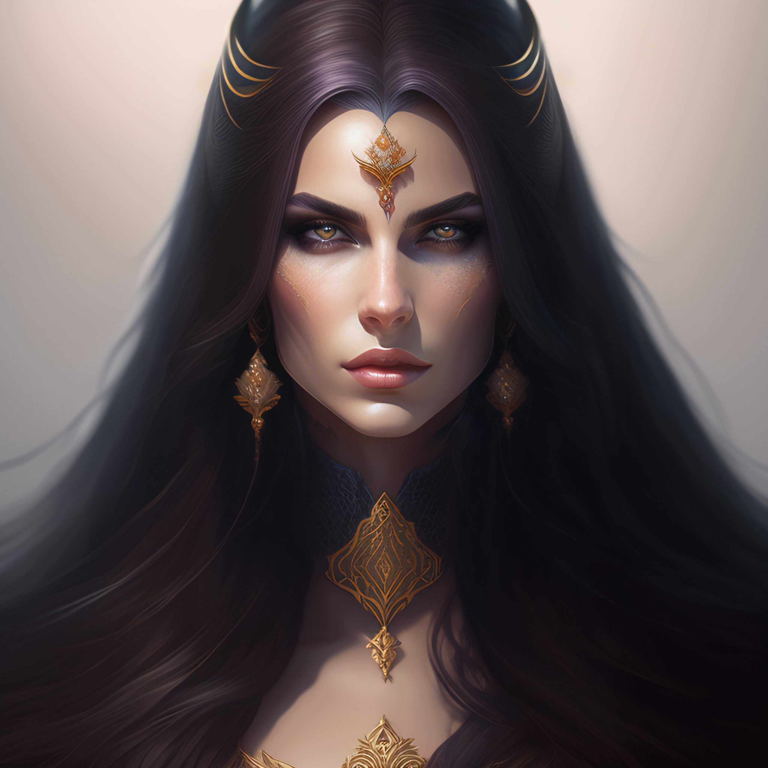 Lexica - “ evil witch, powerful, dark clothes, grace, flowing hair ...