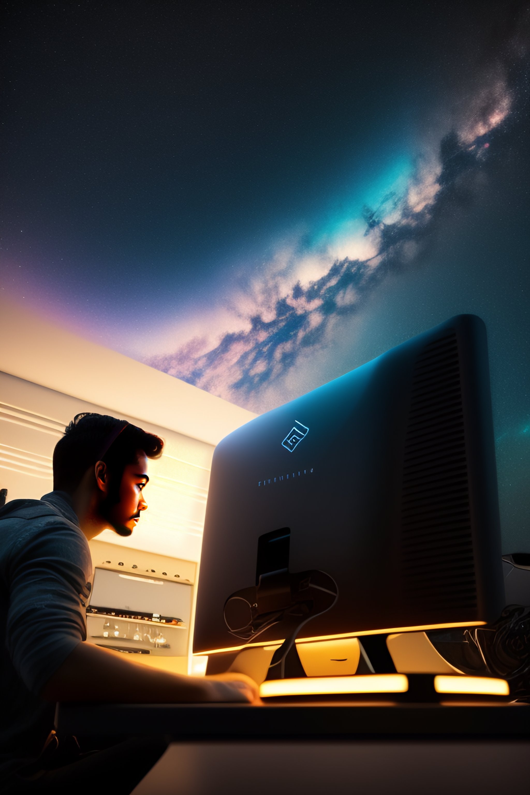 Lexica - A person is sitting at the computer and doing prompt ...