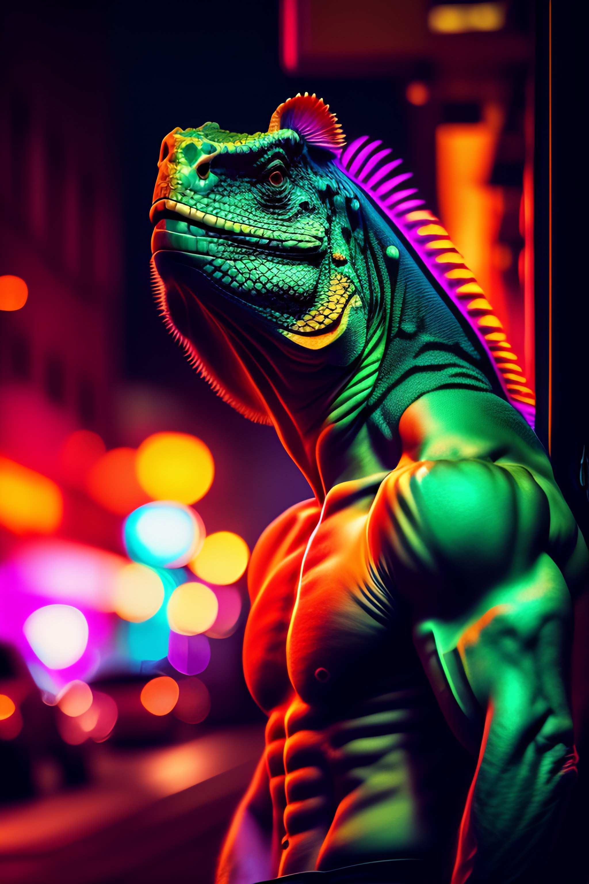 Lexica - Manly muscular human iguana hybrid stroking chin in an ...