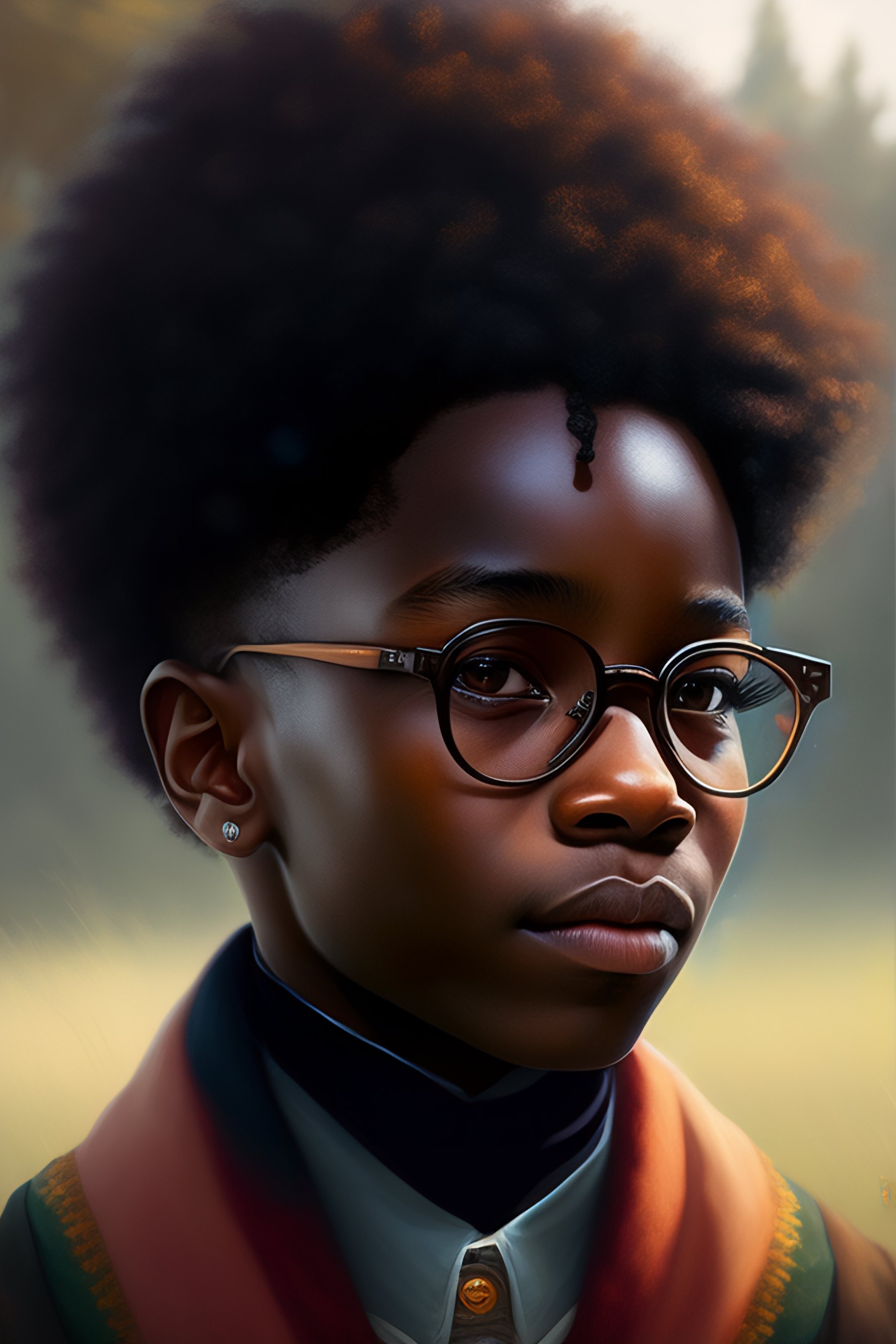 Lexica - Full shot young african harry potter, creepy, unsettling ...