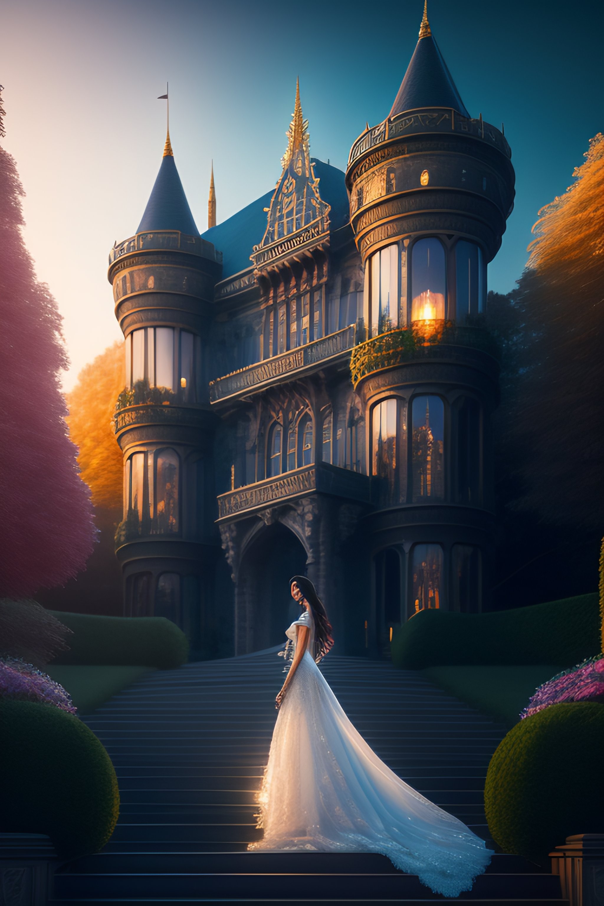 Lexica - Shiny clear high heel shoe in front of a castle, dark fantasy ...