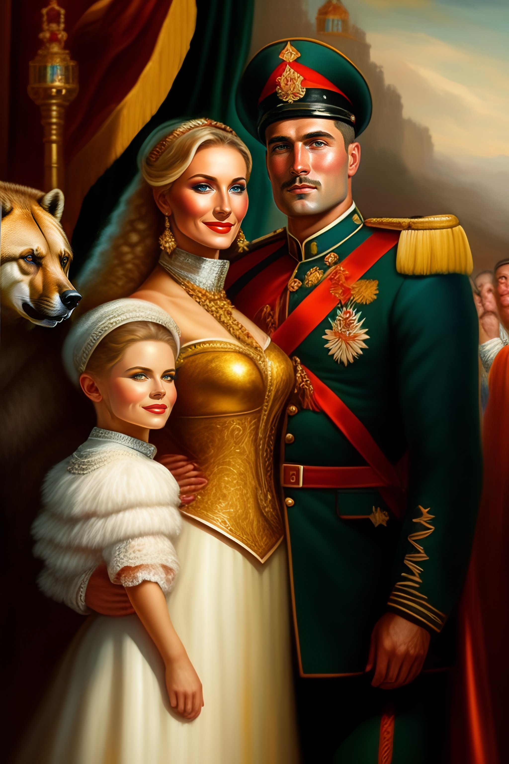 Lexica - Portrait a Russian military hero celebrating victory with a ...