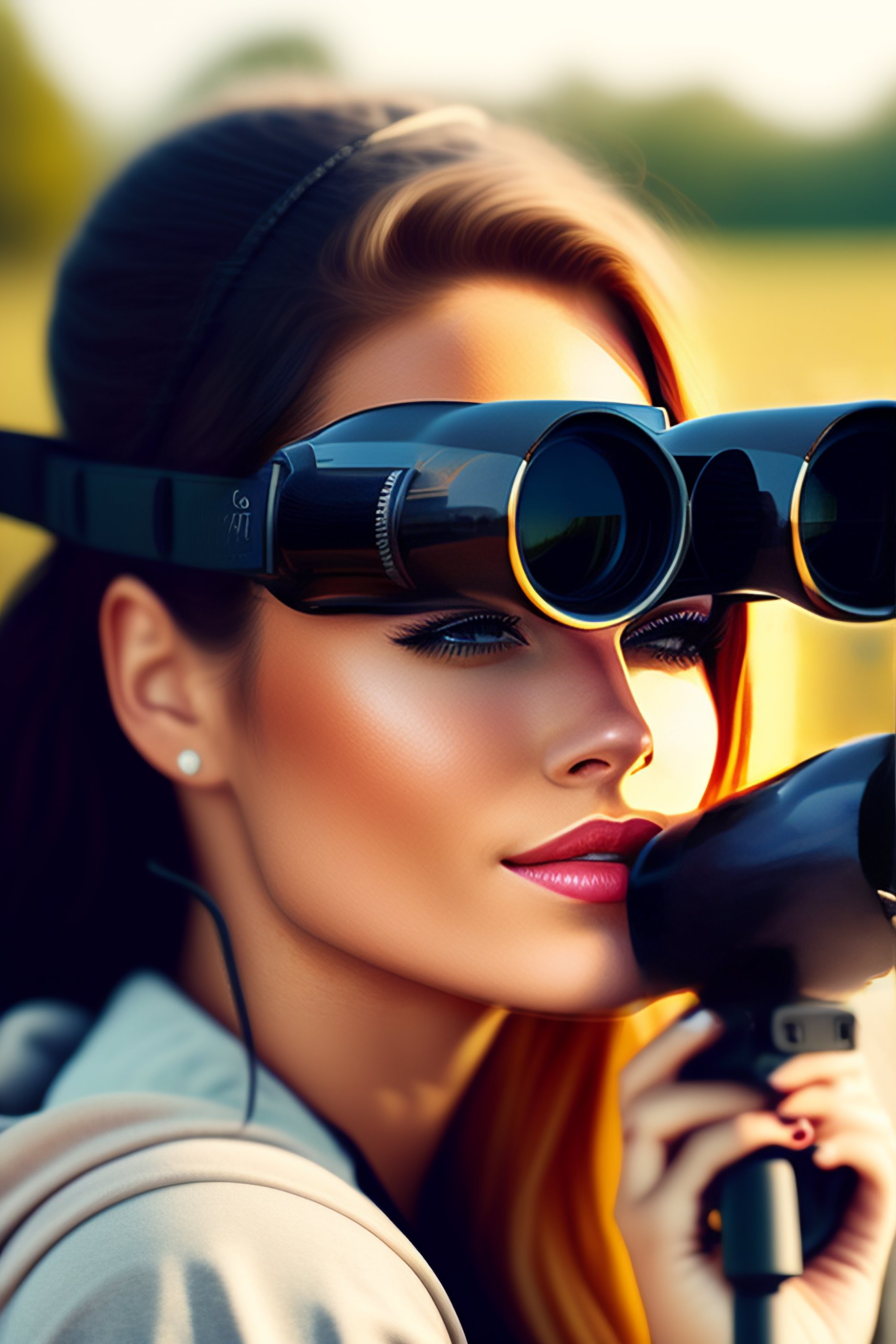 Lexica - Young female college student with binoculars