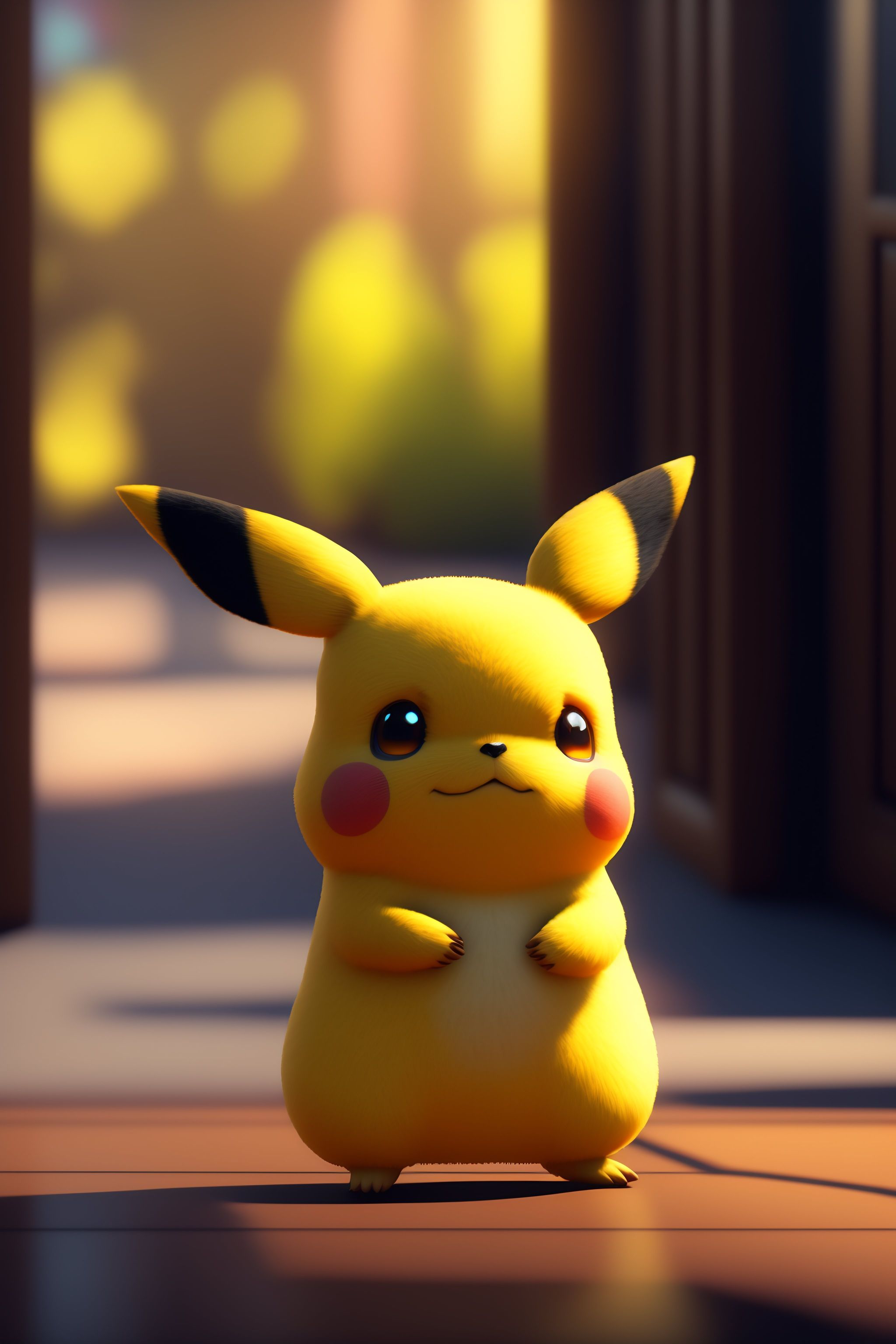 Lexica - Cute little Pikachu waving and smiling greeting me in front of ...