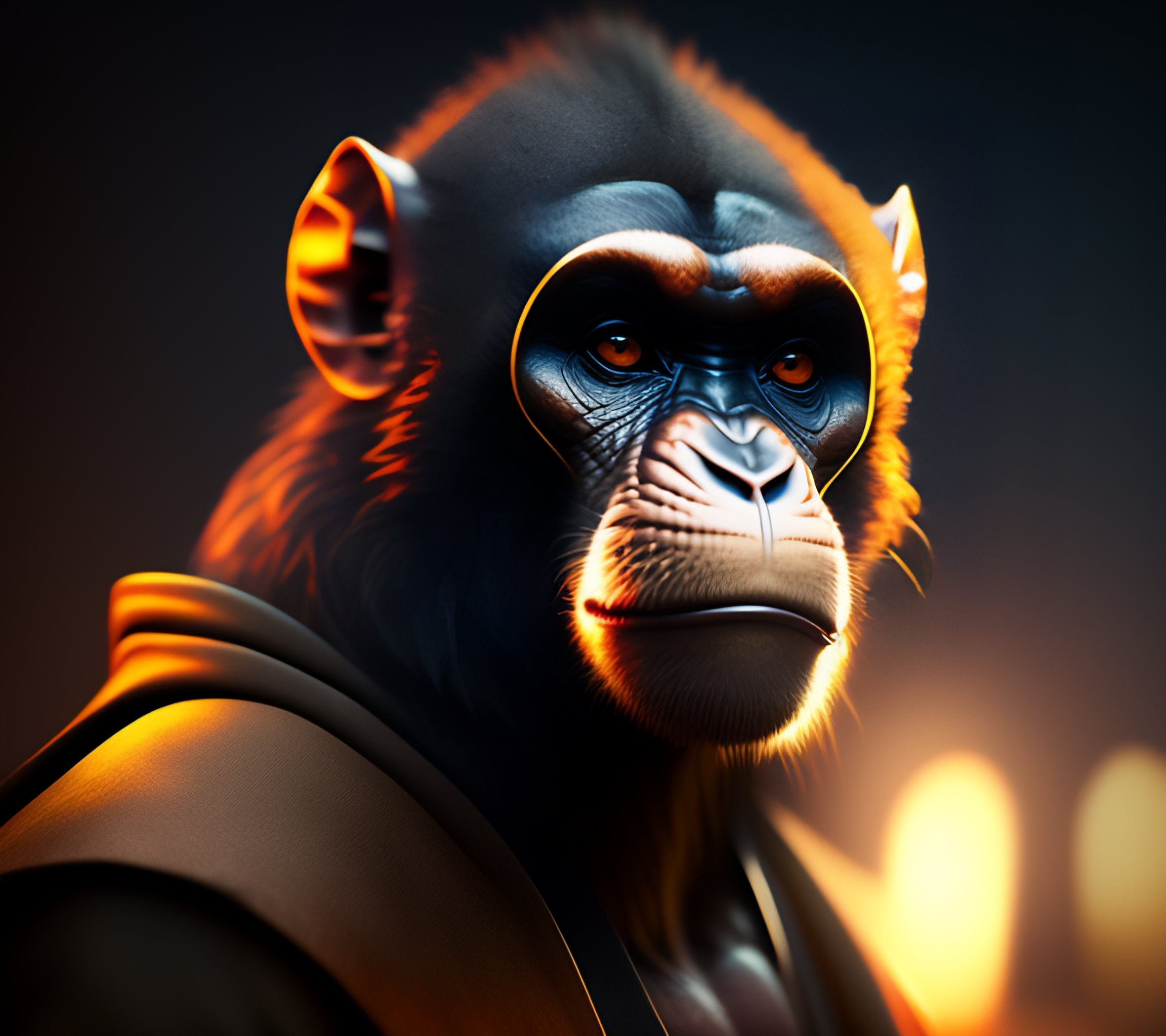 Lexica - Front view portrait, Monkey wearing a surgical mask, cinematic ...