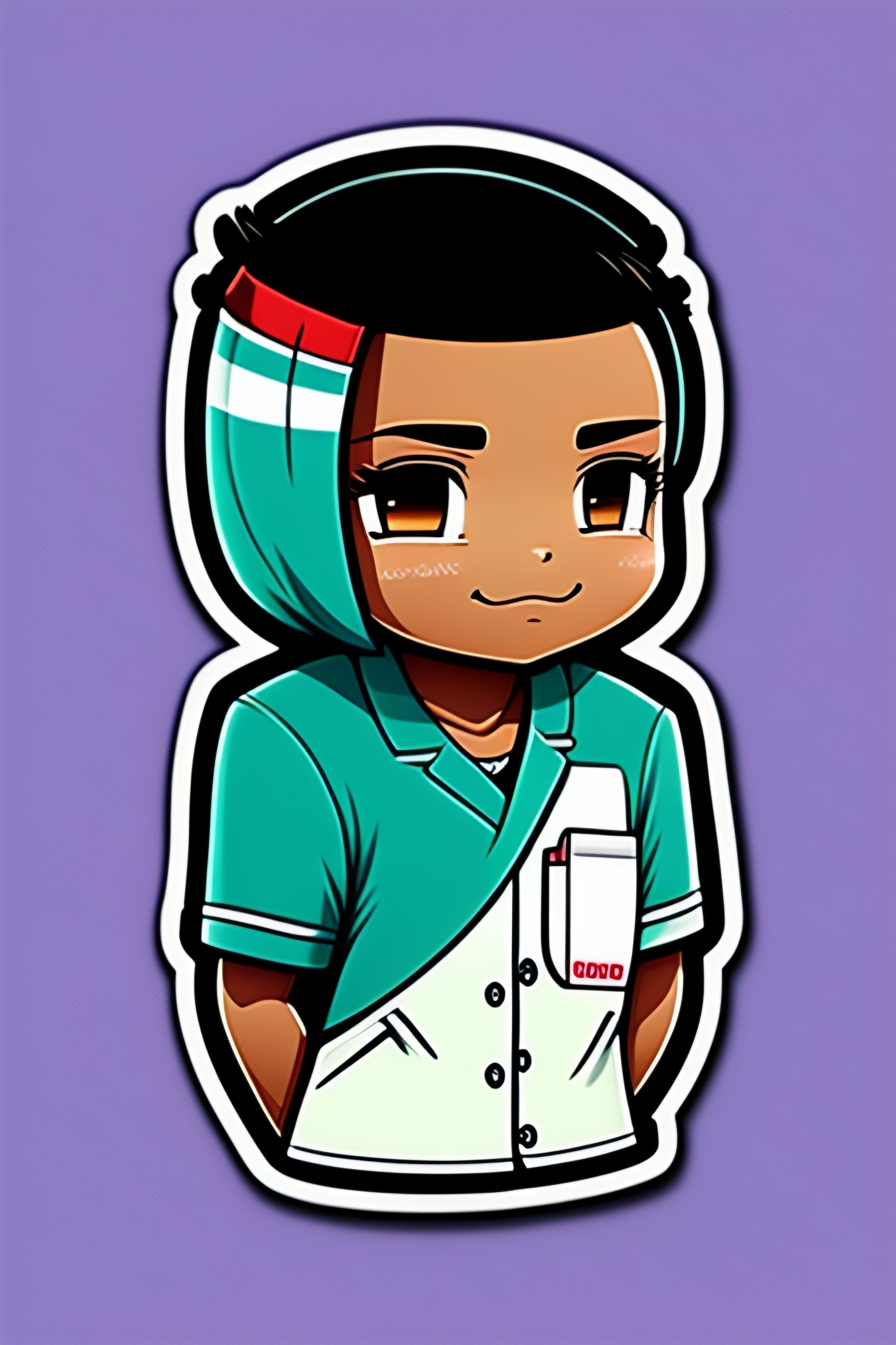 Lexica - Cute cartoon dr dre sticker, anime style, solid backgound color