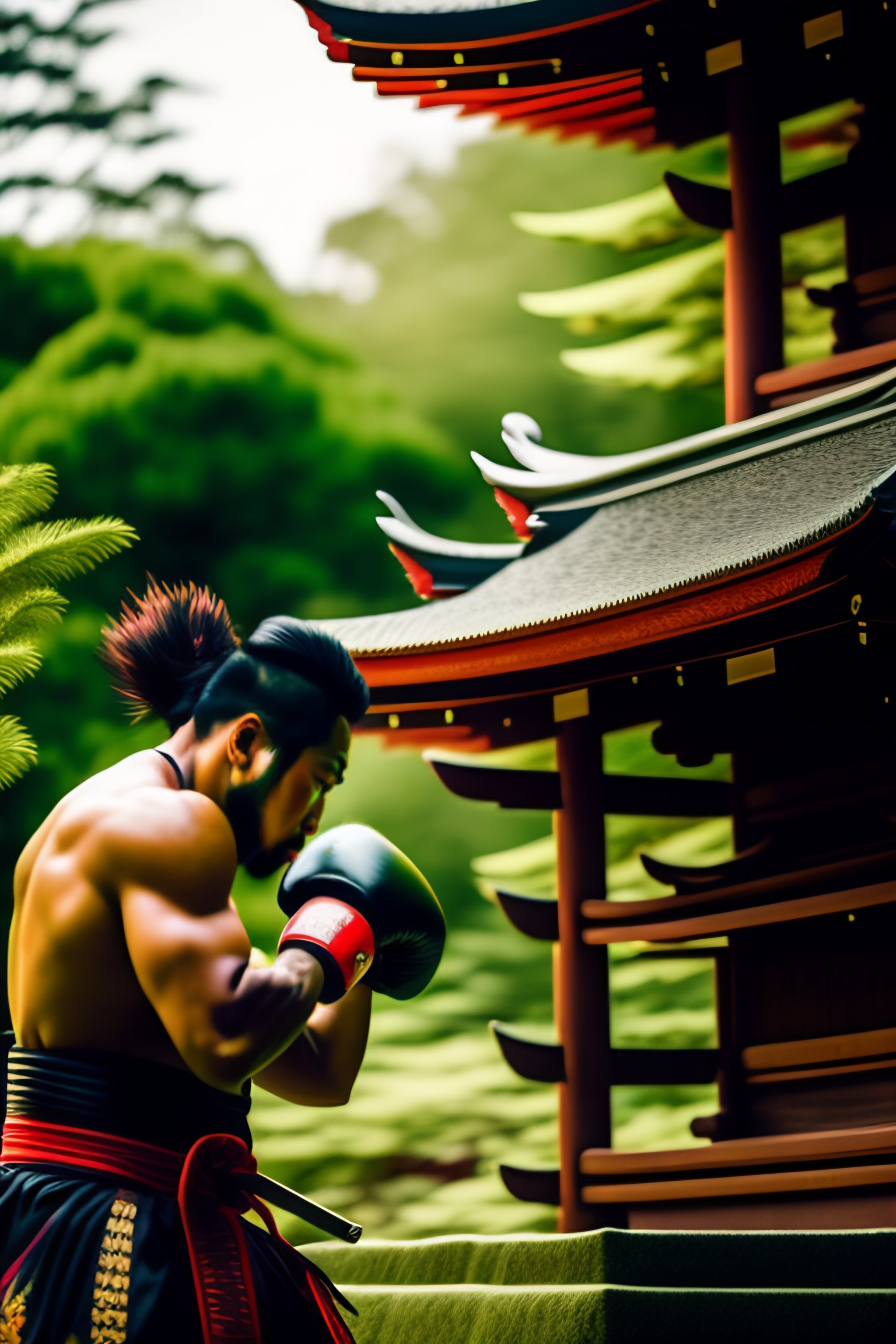 Lexica - Japanese temple, a samurai fights with a thai boxer, lots of ...