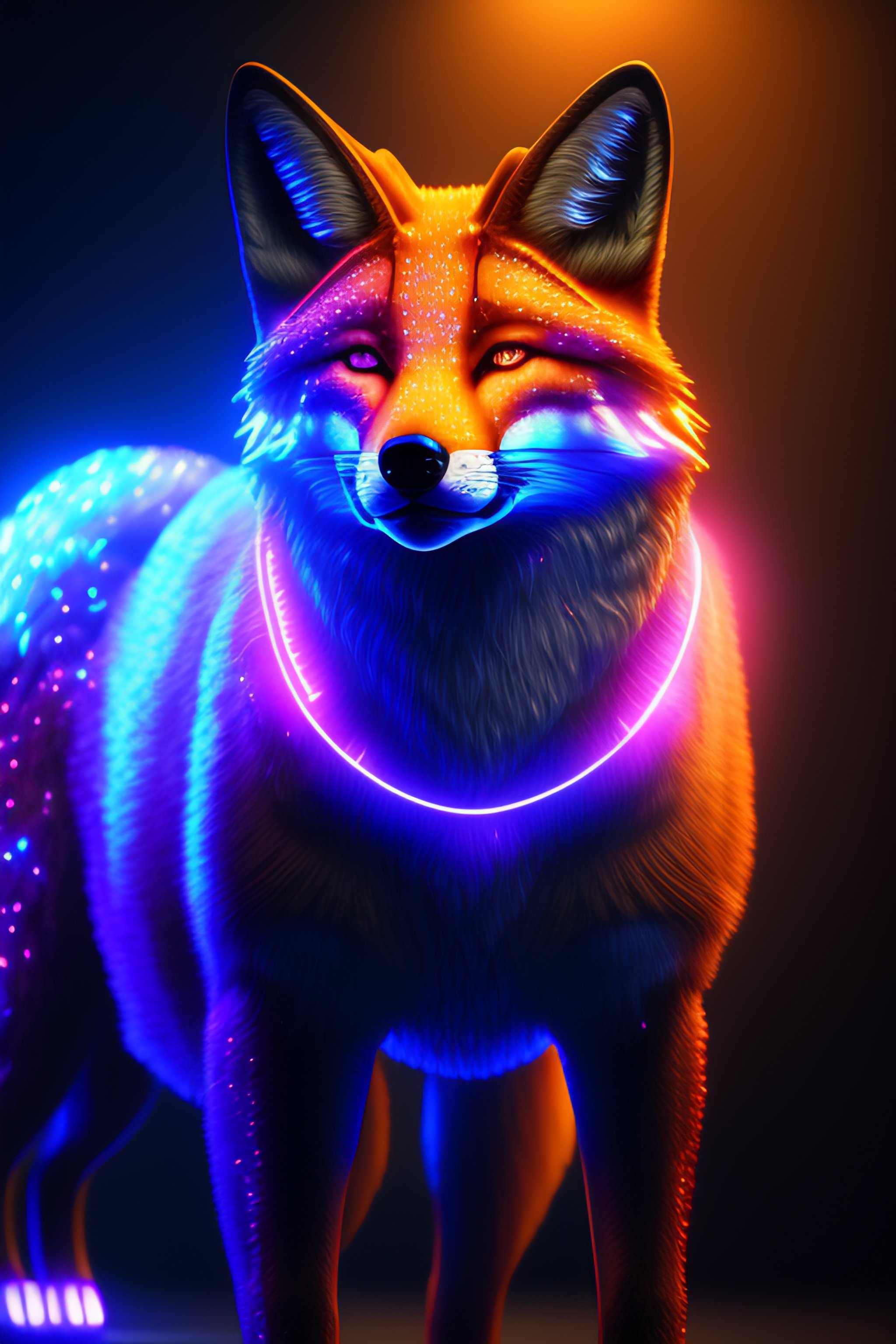 Lexica - Cybernetic fox with fiber optics walking with a shaman HD 8K ...