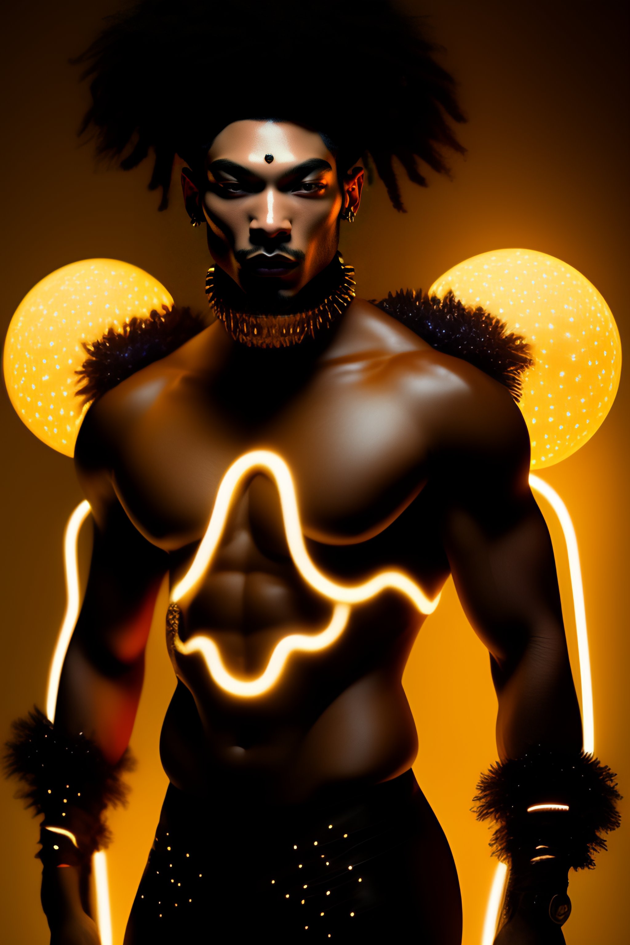 Lexica - Male full body high fashion biopunk bioluminescent giant man ...