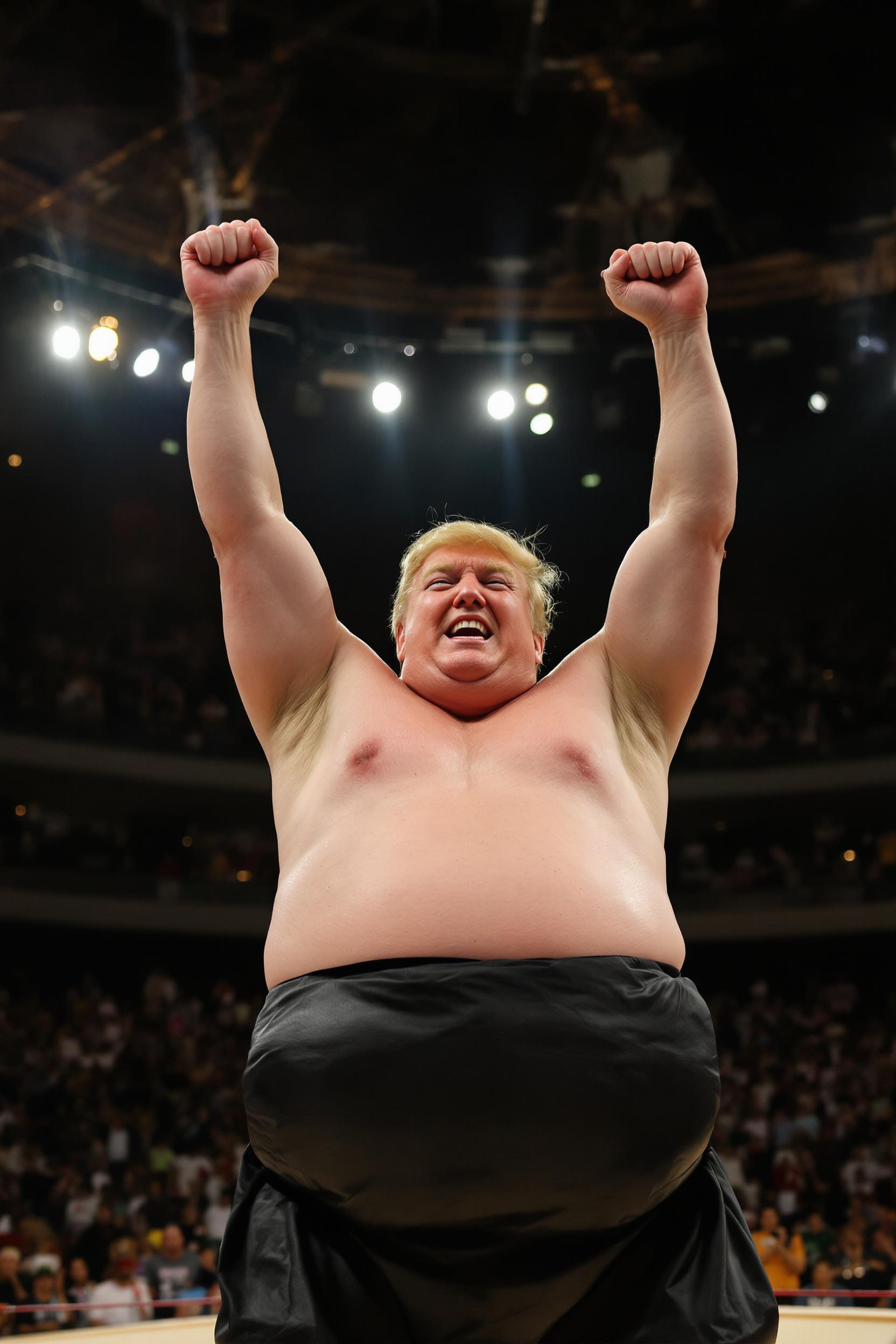 Lexica - Sumo wrestler Donald Trump, sports action shot, shot on Sony Alpha